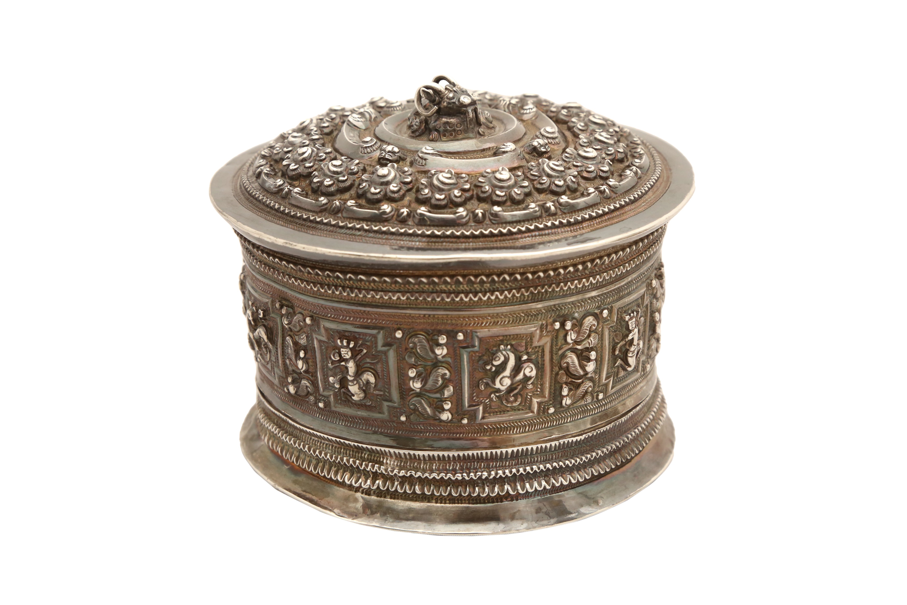 Lot 370 - BURMA - THREE BURMESE SILVER BETEL BOXES