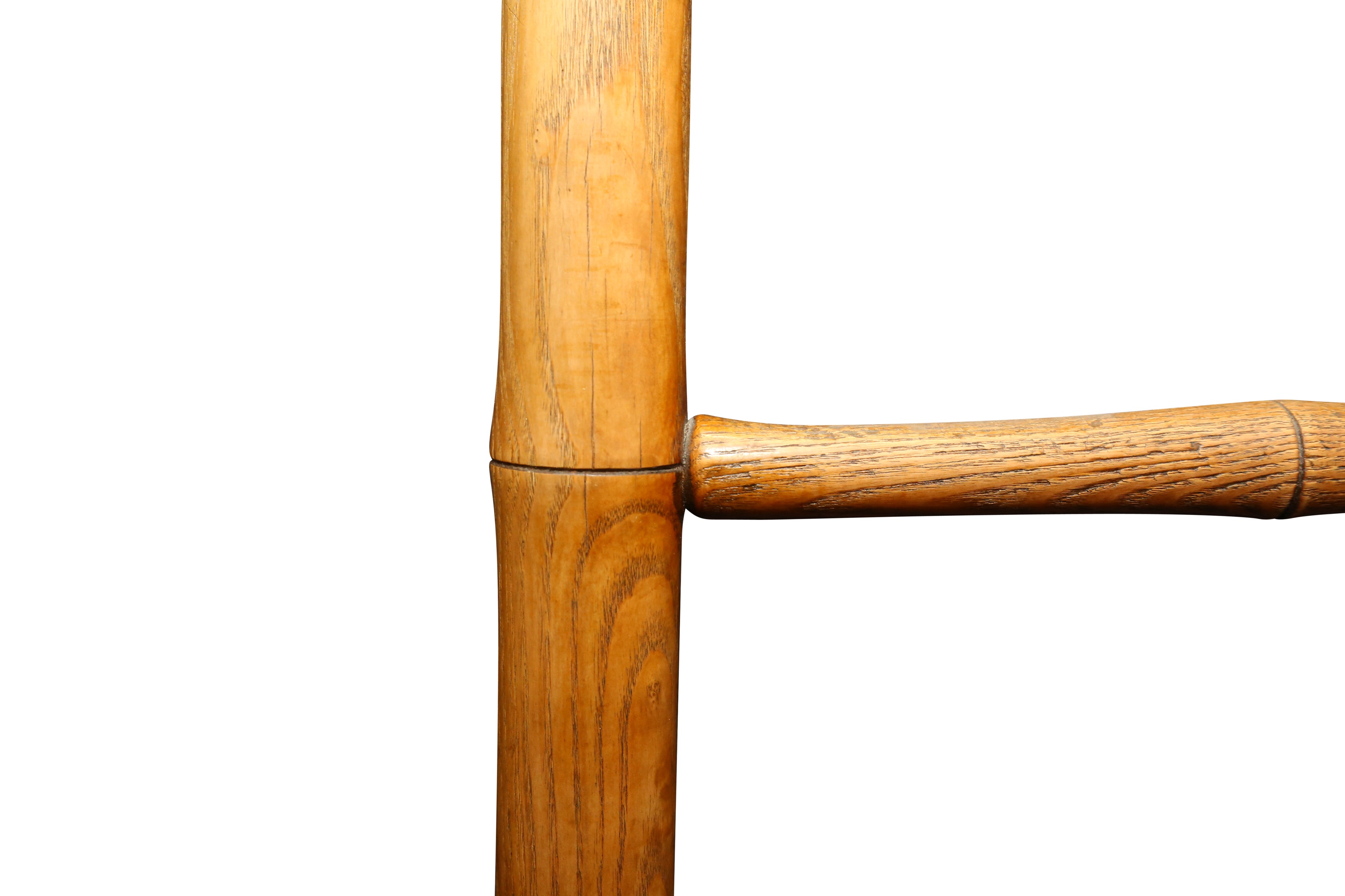 Lot 374 - A FAUX BAMBOO OAK LEAN-TO LADDER