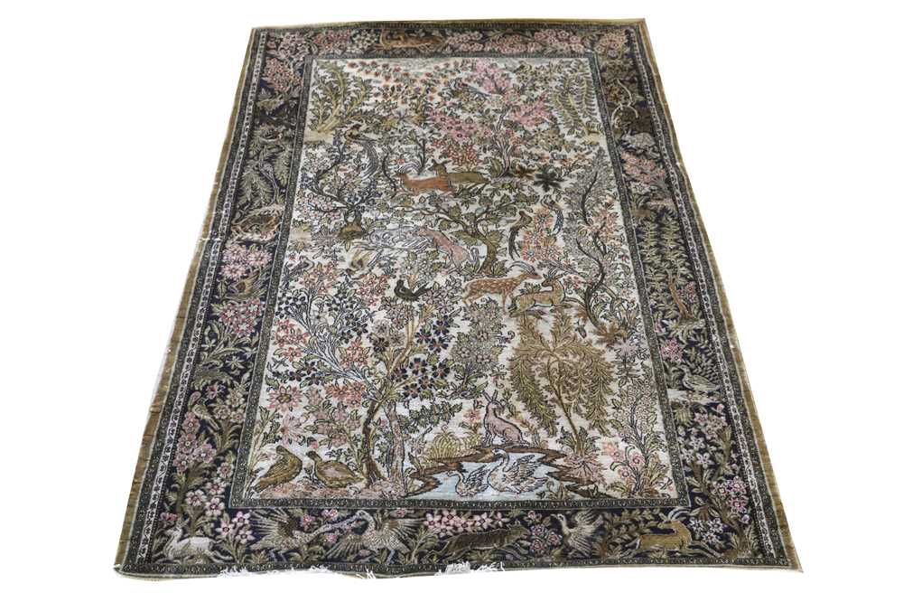 Lot 324 - A VERY FINE SILK QUM RUG, CENTRAL PERSIA