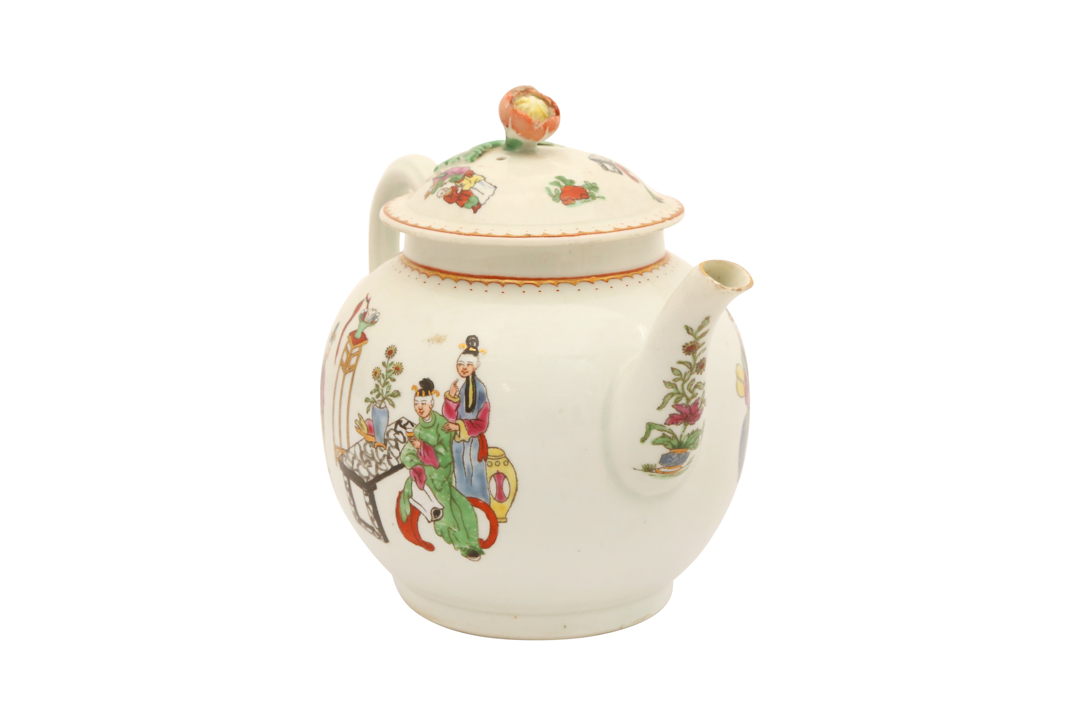 Lot 417 - A FIRST PERIOD WORCESTER TEAPOT