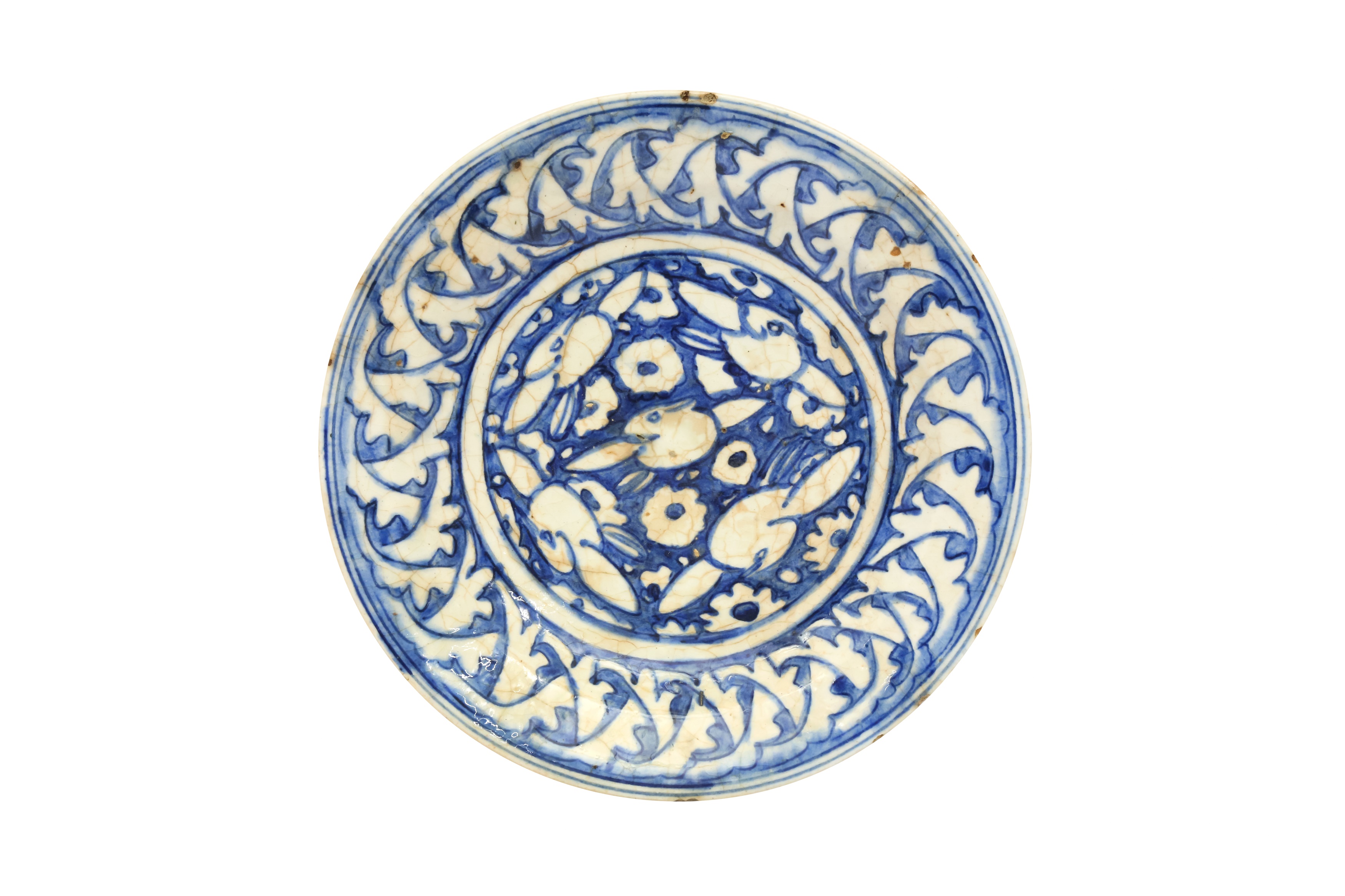 Lot 40 - TWO SAFAVID KUBACHI POTTERY DISHES