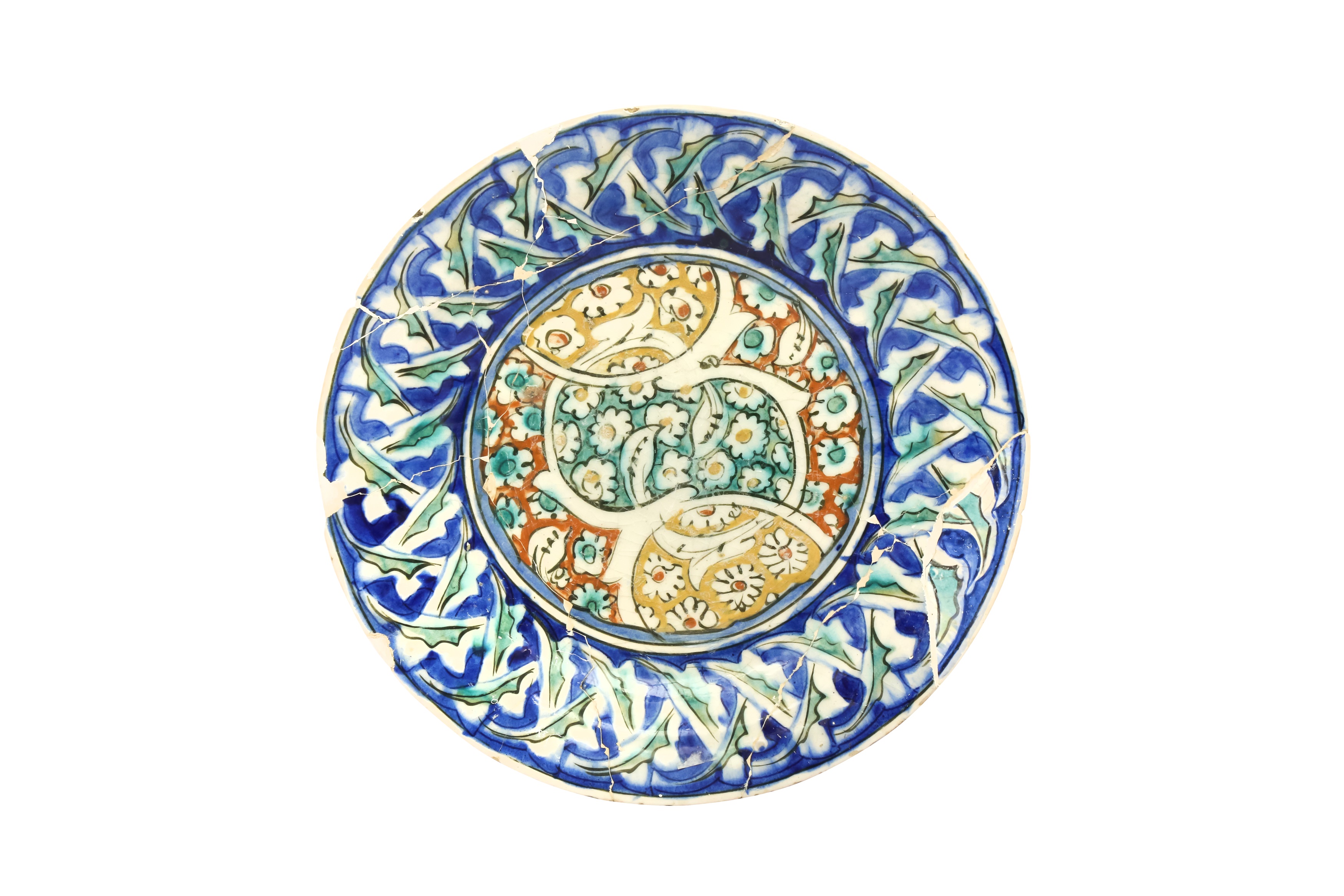 Lot 40 - TWO SAFAVID KUBACHI POTTERY DISHES