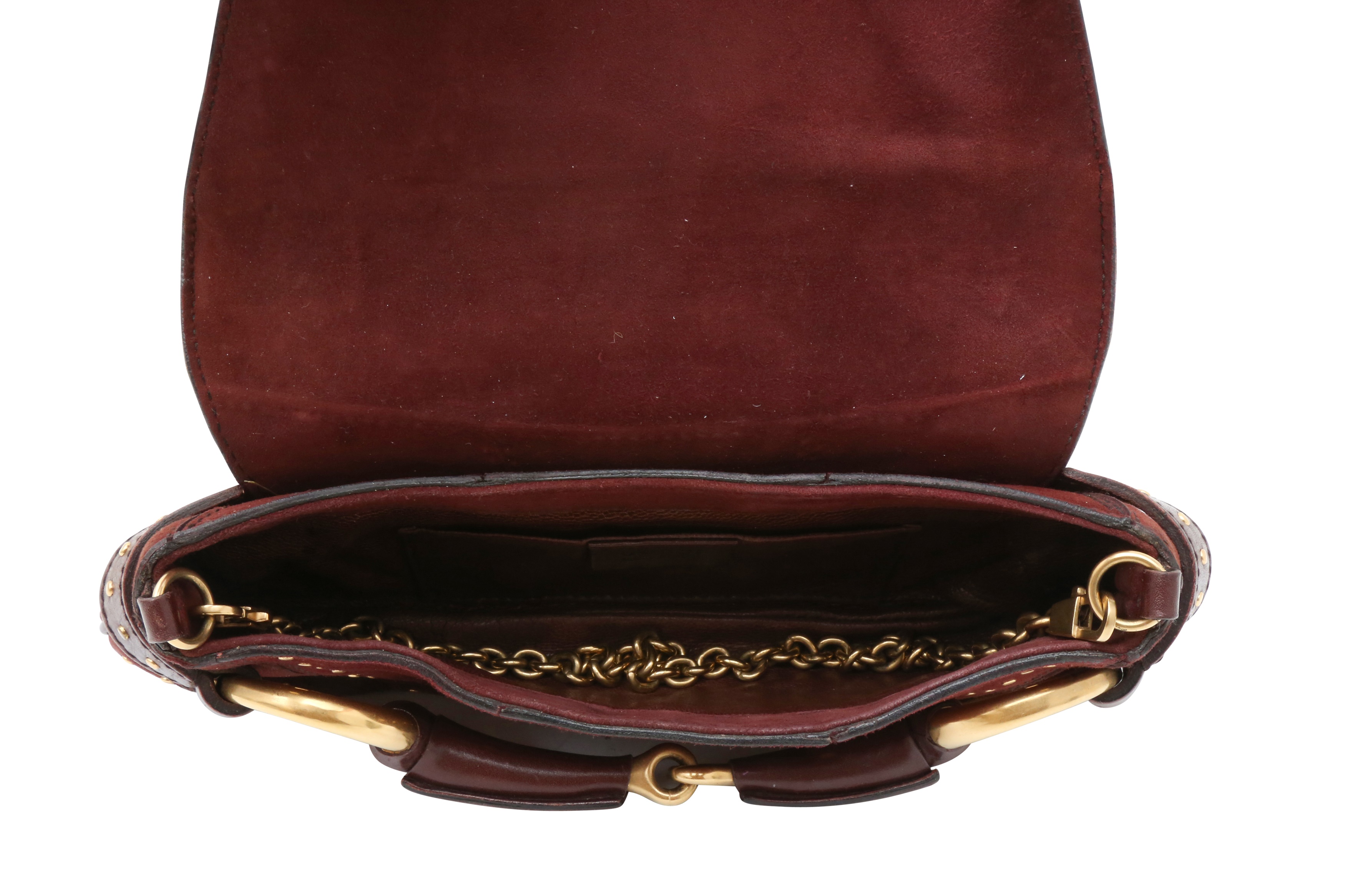 Lot 1 - Gucci Maroon Horsebit Stud Mini Flap Bag