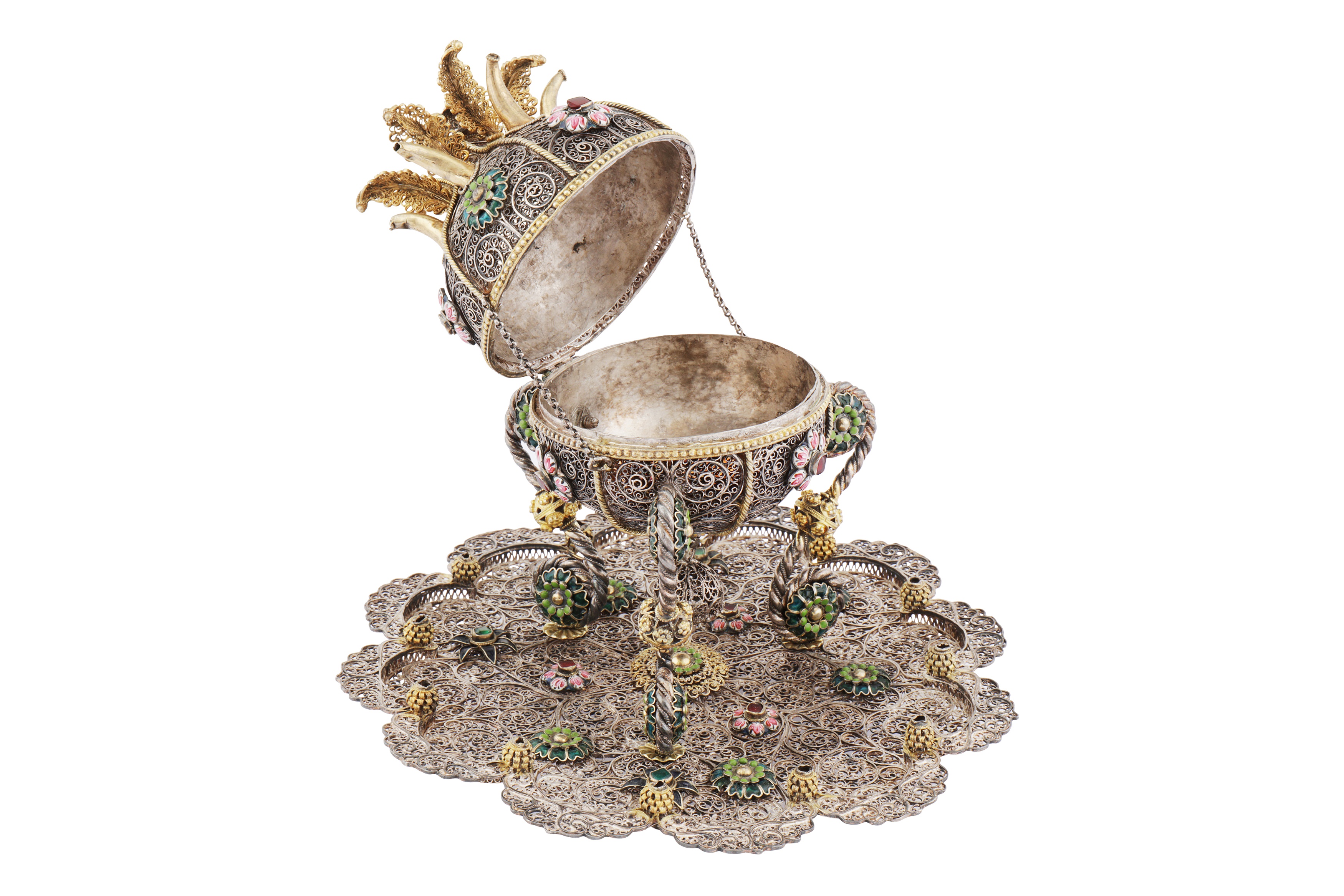 Lot 368 - A FINE ARMENIAN ENCRUSTED AND ENAMELLED