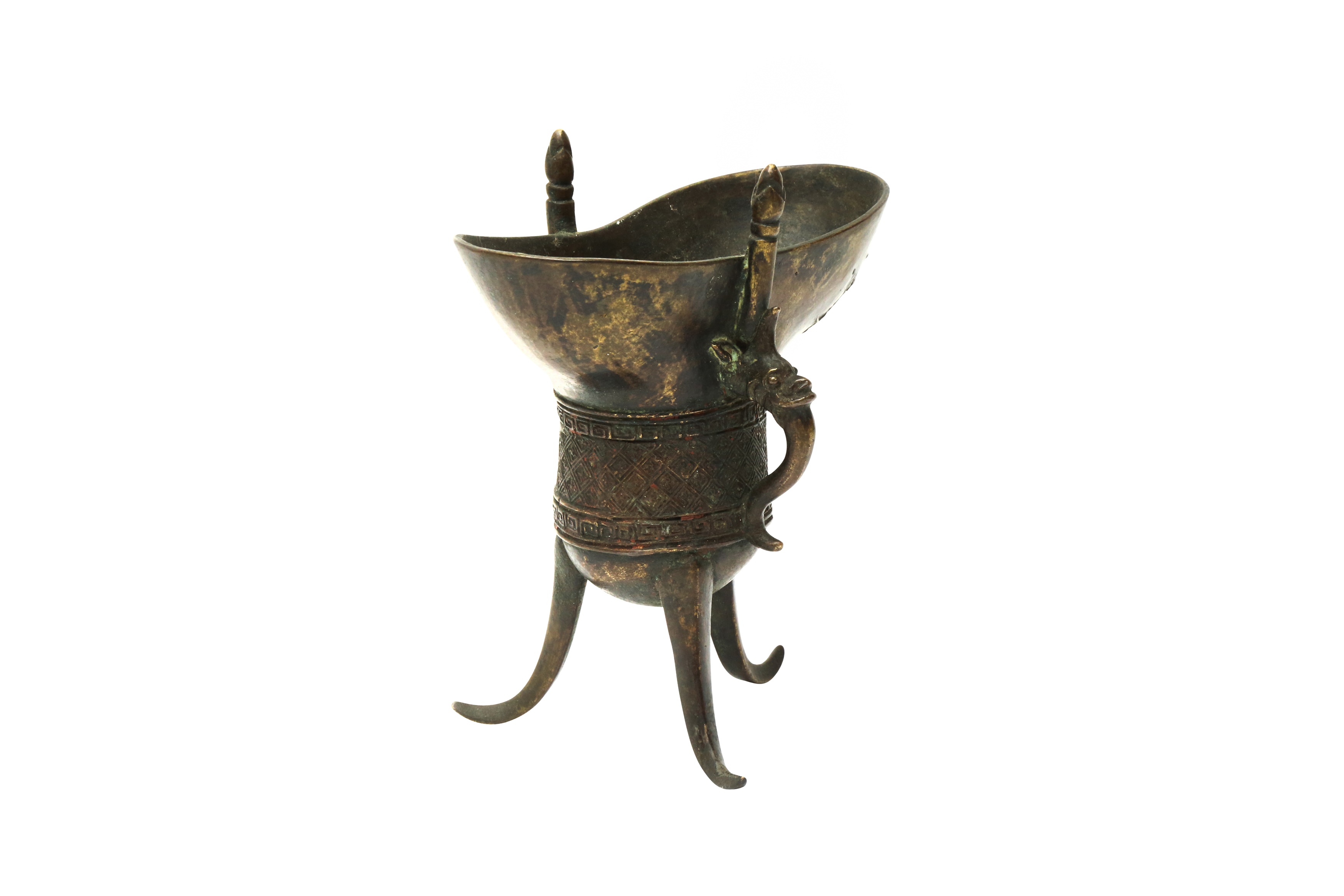 Lot 193 - A CHINESE BRONZE RITUAL WINE VESSEL, JUE