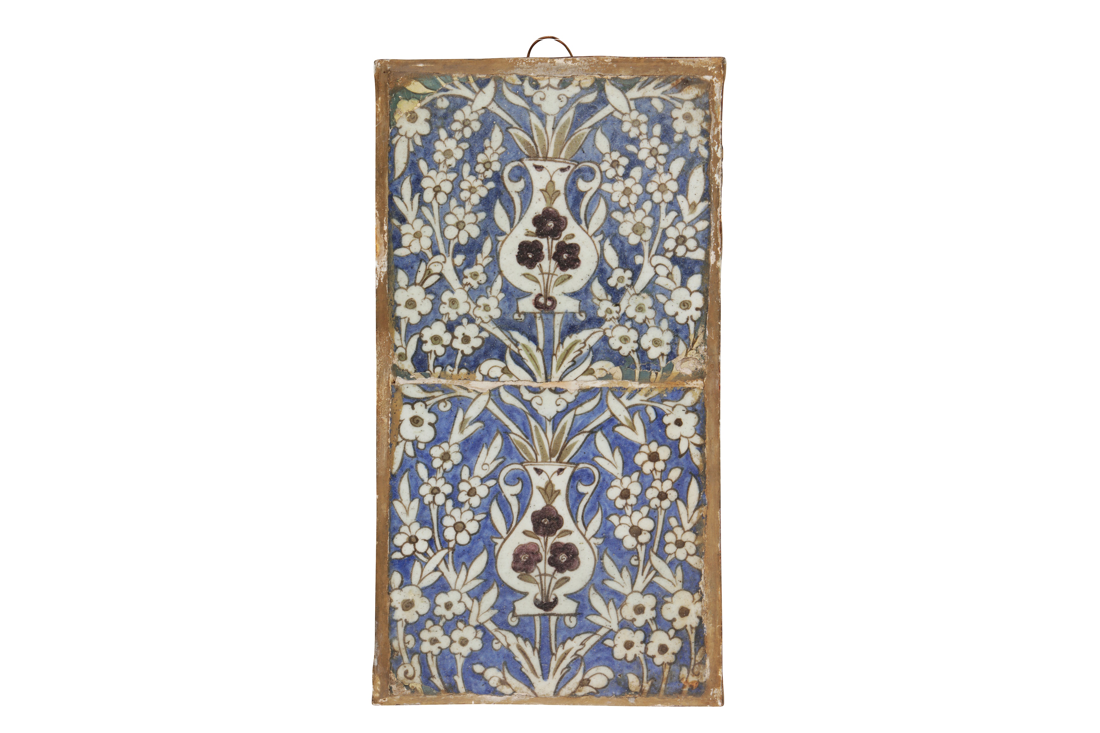 Lot 469 - TWO DAMASCUS POTTERY TILES WITH FLOWERING