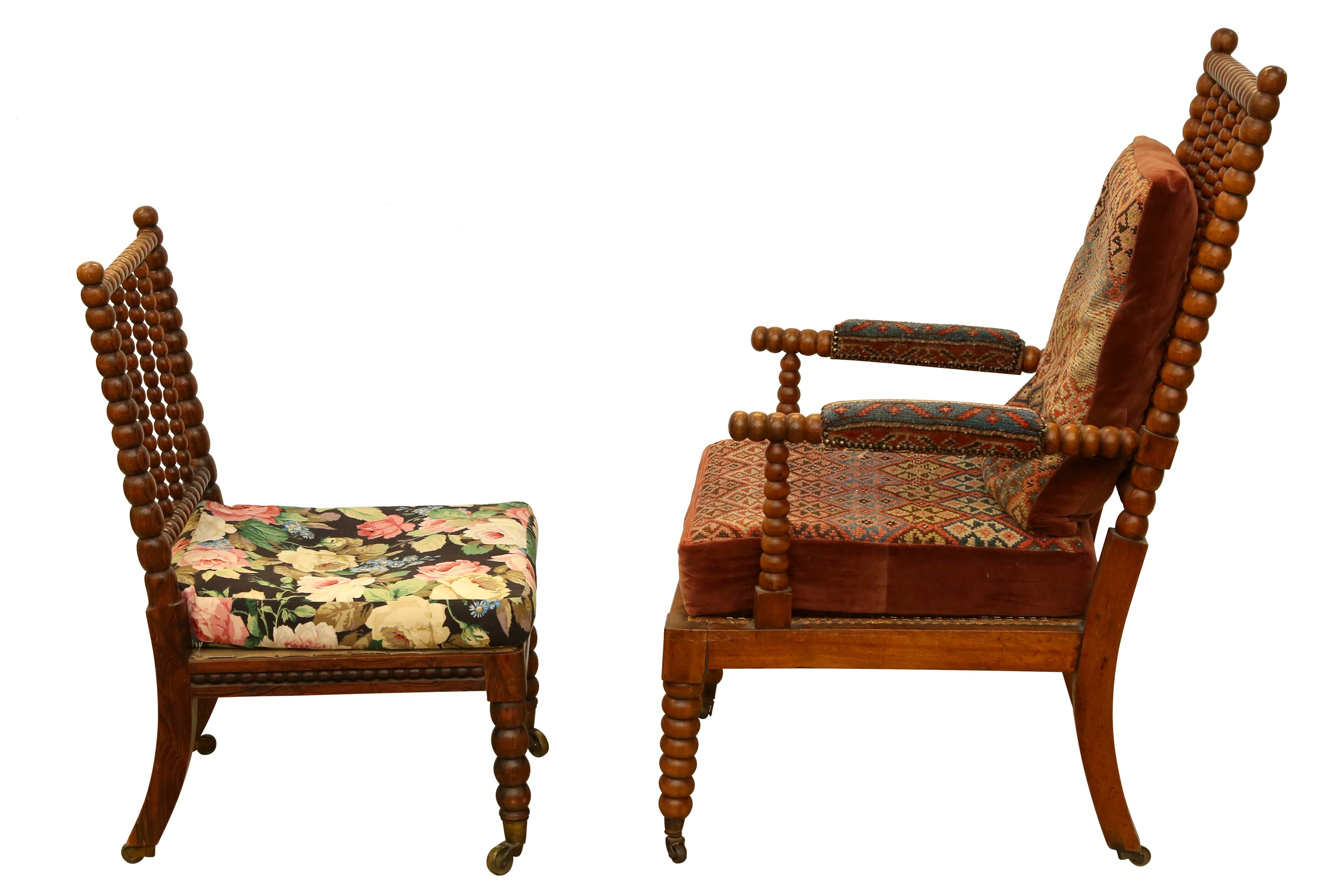 Lot 1444 - TWO BOBBIN TURNED CHAIRS