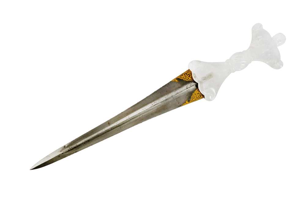 Lot 275 - A MUGHAL-REVIVAL ROCK CRYSTAL-HILTED DAGGER