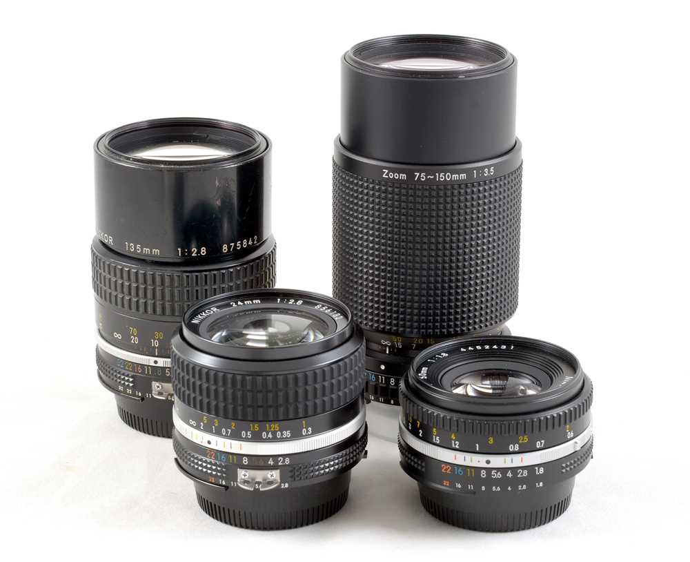 Lot 177 - Group of Four Nikkor Manual Focus Lenses.
