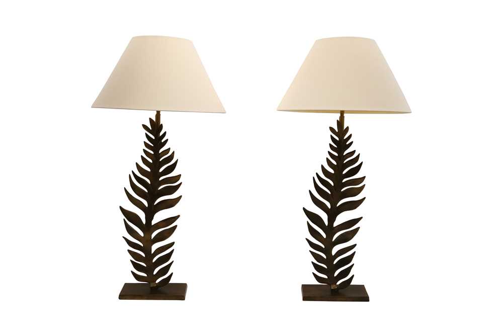 Lot 357 - A PAIR OF OKA 'FROND' TABLE LAMPS