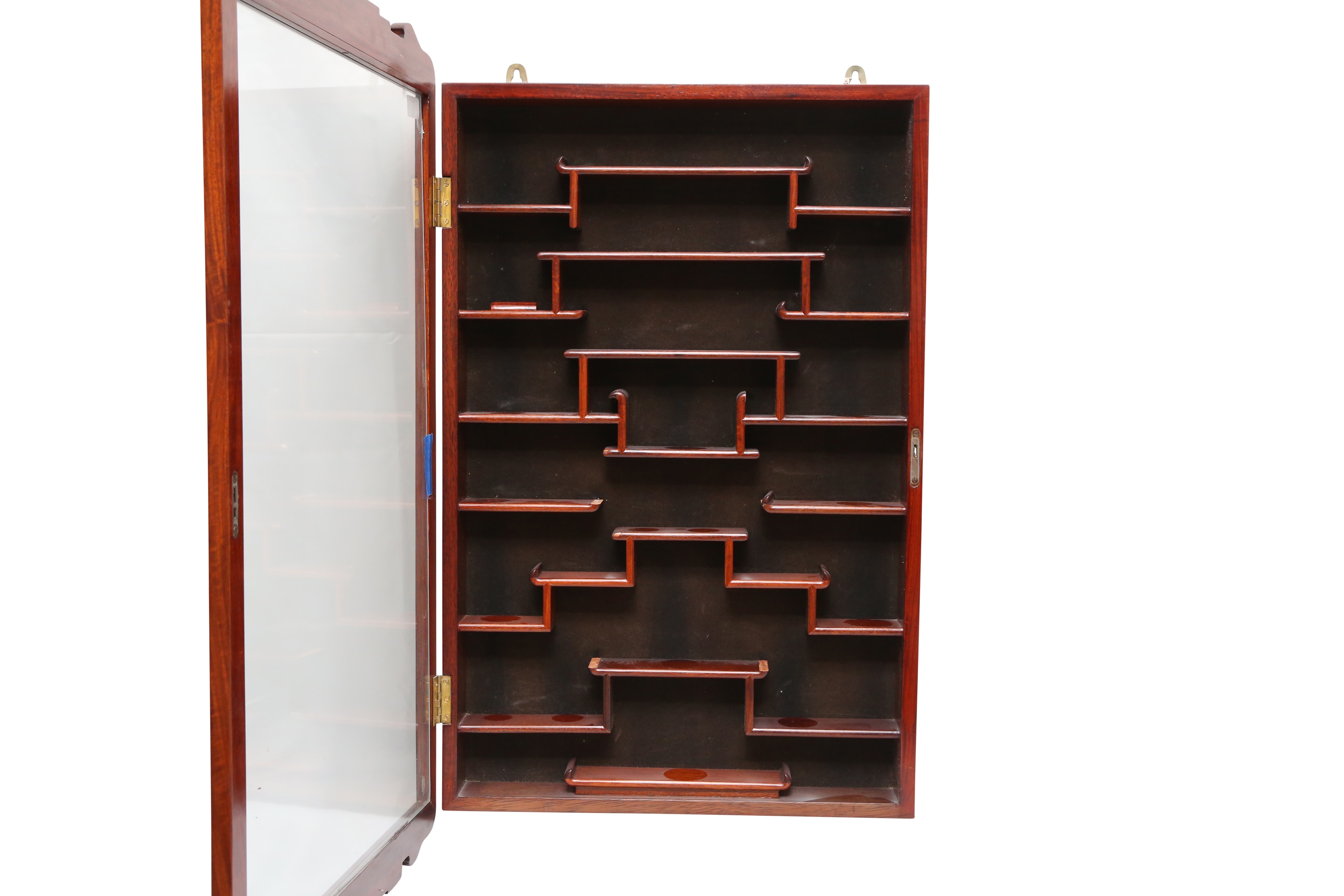 Lot 156 - A CHINESE WALL MOUNTED DISPLAY CABINET