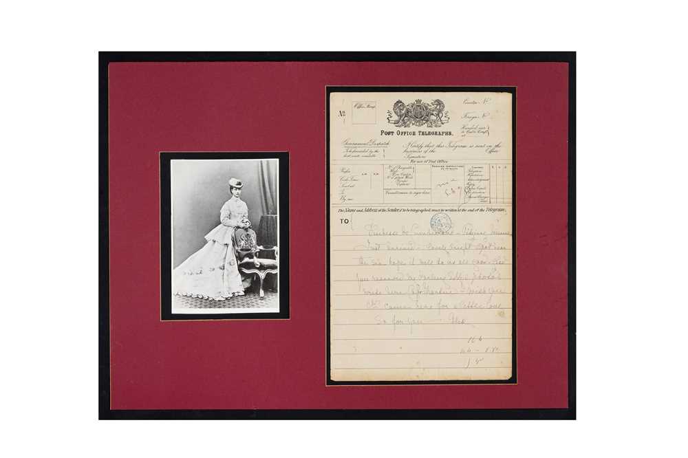 Lot 9 - TELEGRAM FORM FILLED IN BY ALEXANDRA, PRINCESS