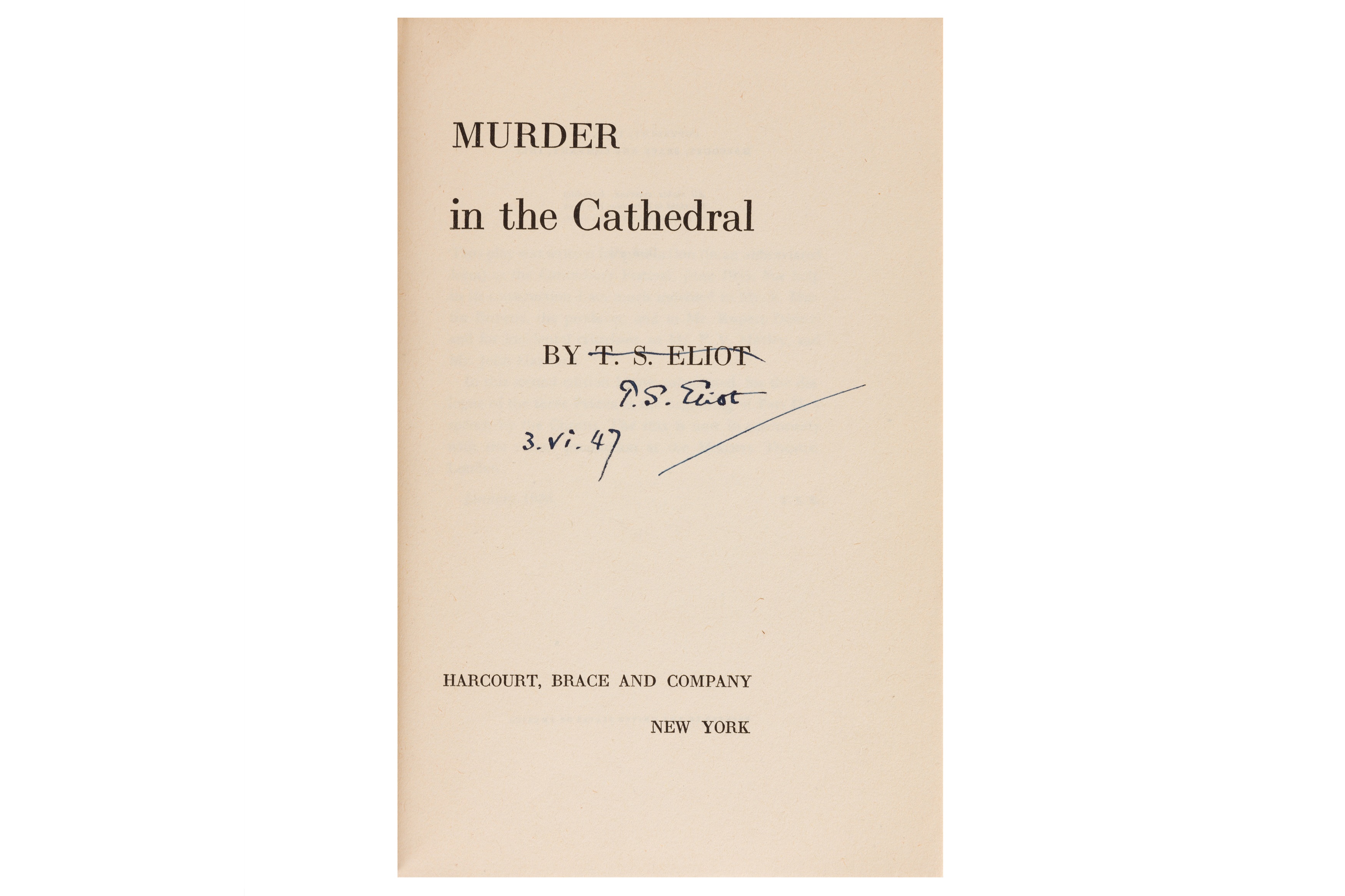 Lot 106 - Eliot. Murder in the Cathedral, signed by