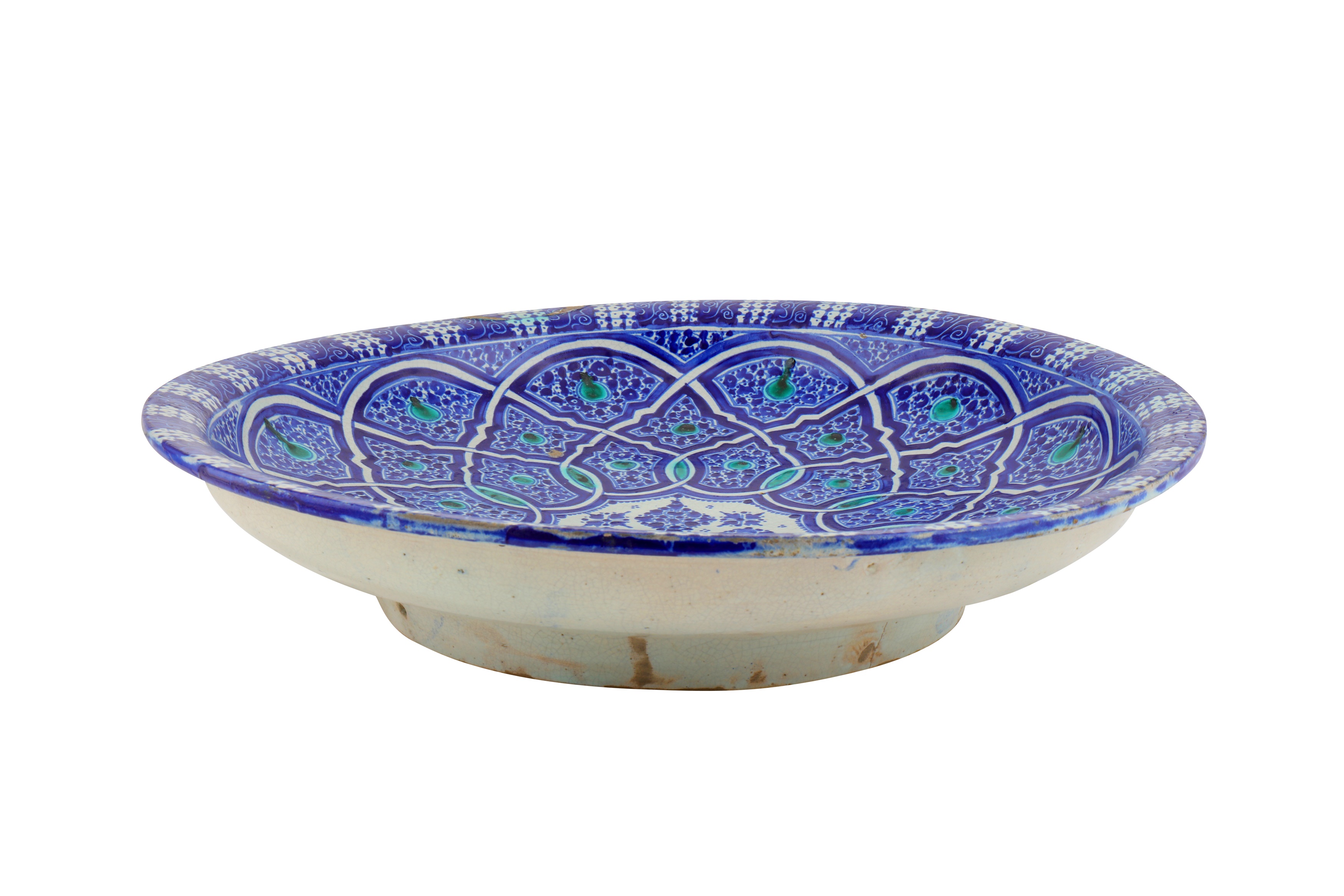 Lot 211 - A MOROCCAN BLUE AND TURQUOISE-PAINTED