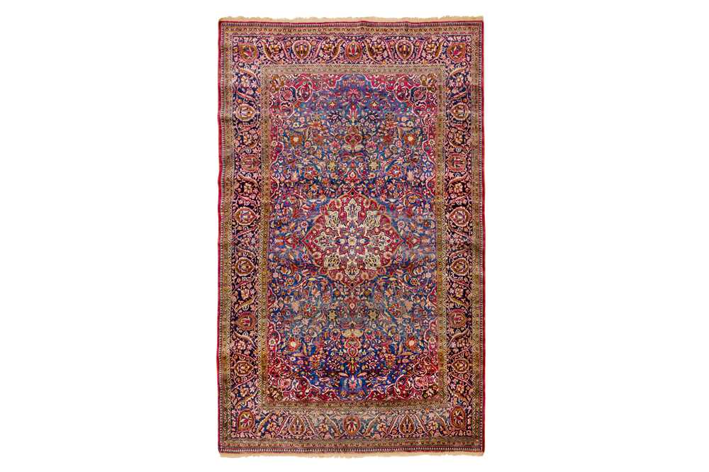 Lot 15 - A VERY FINE SILK KASHAN RUG, CENTRAL PERSIA