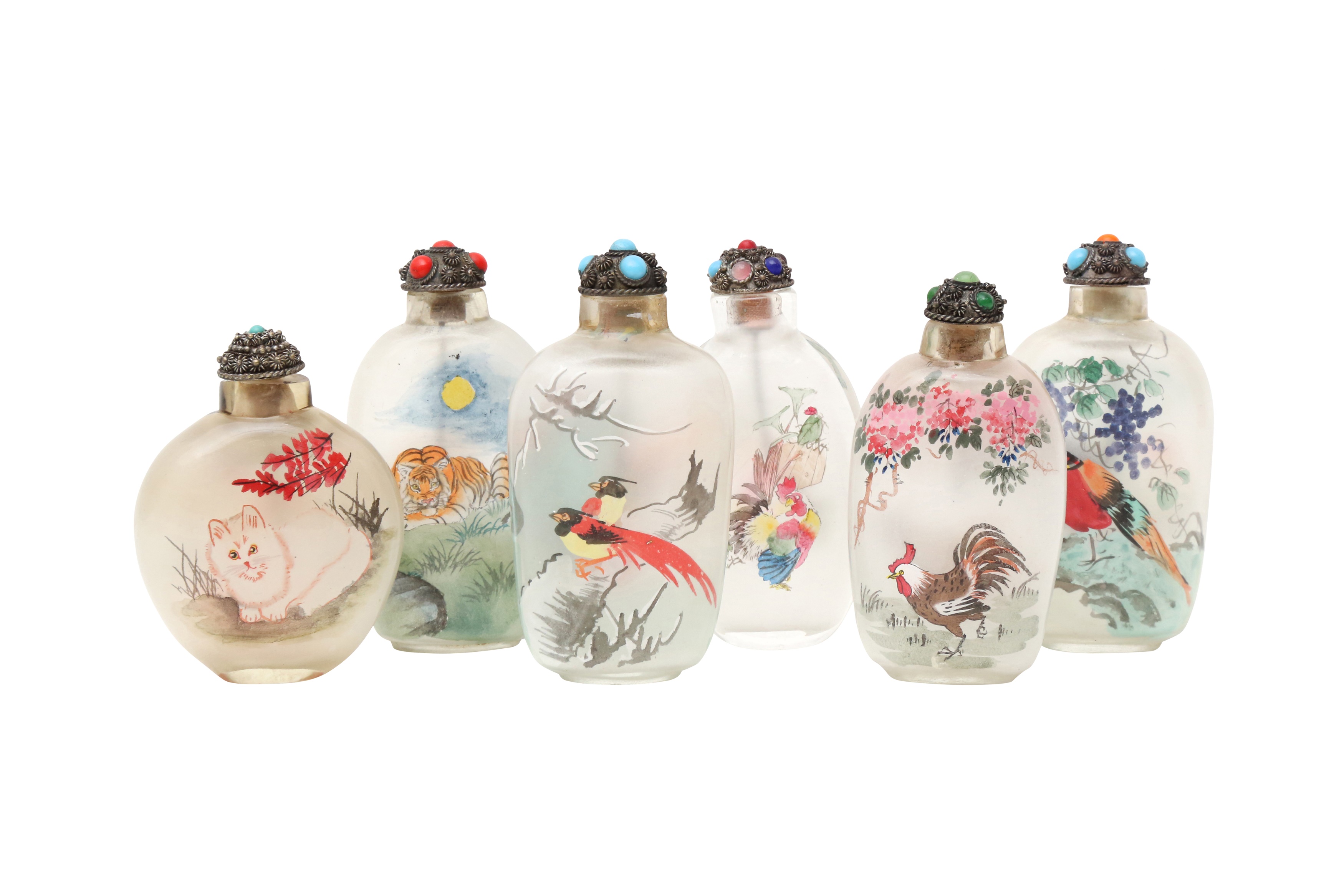 Lot 677 - SIX CHINESE INSIDE-PAINTED SNUFF BOTTLES