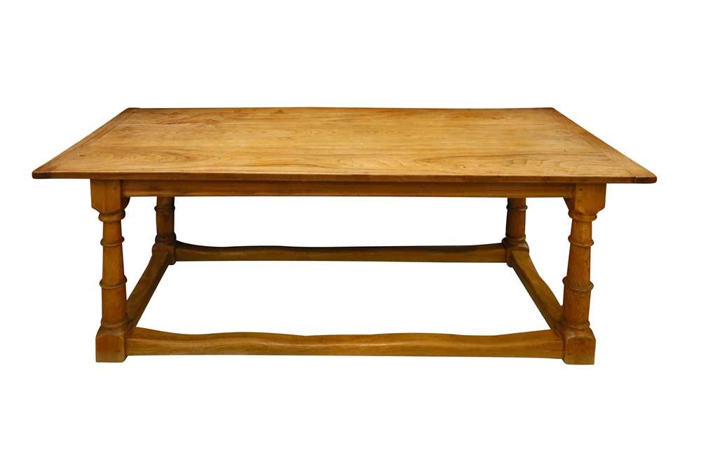 Lot 506 - A 17TH CENTURY STYLE ELM REFECTORY DINING