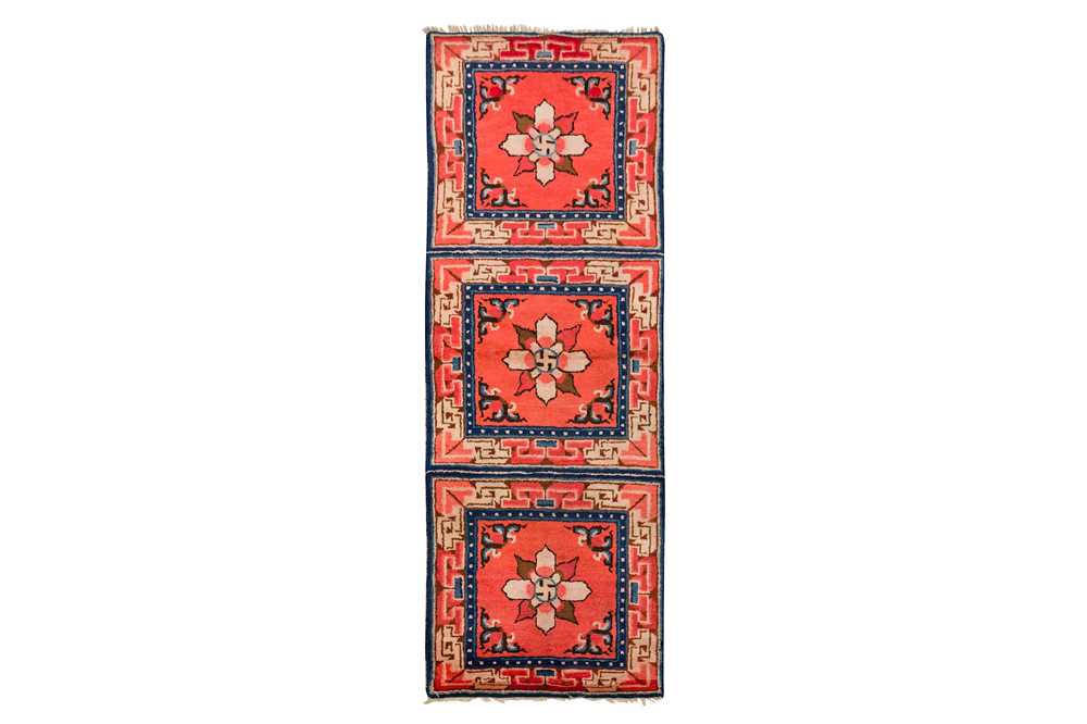 Lot 40 - AN ANTIQUE NINGXIA TEMPLE RUG