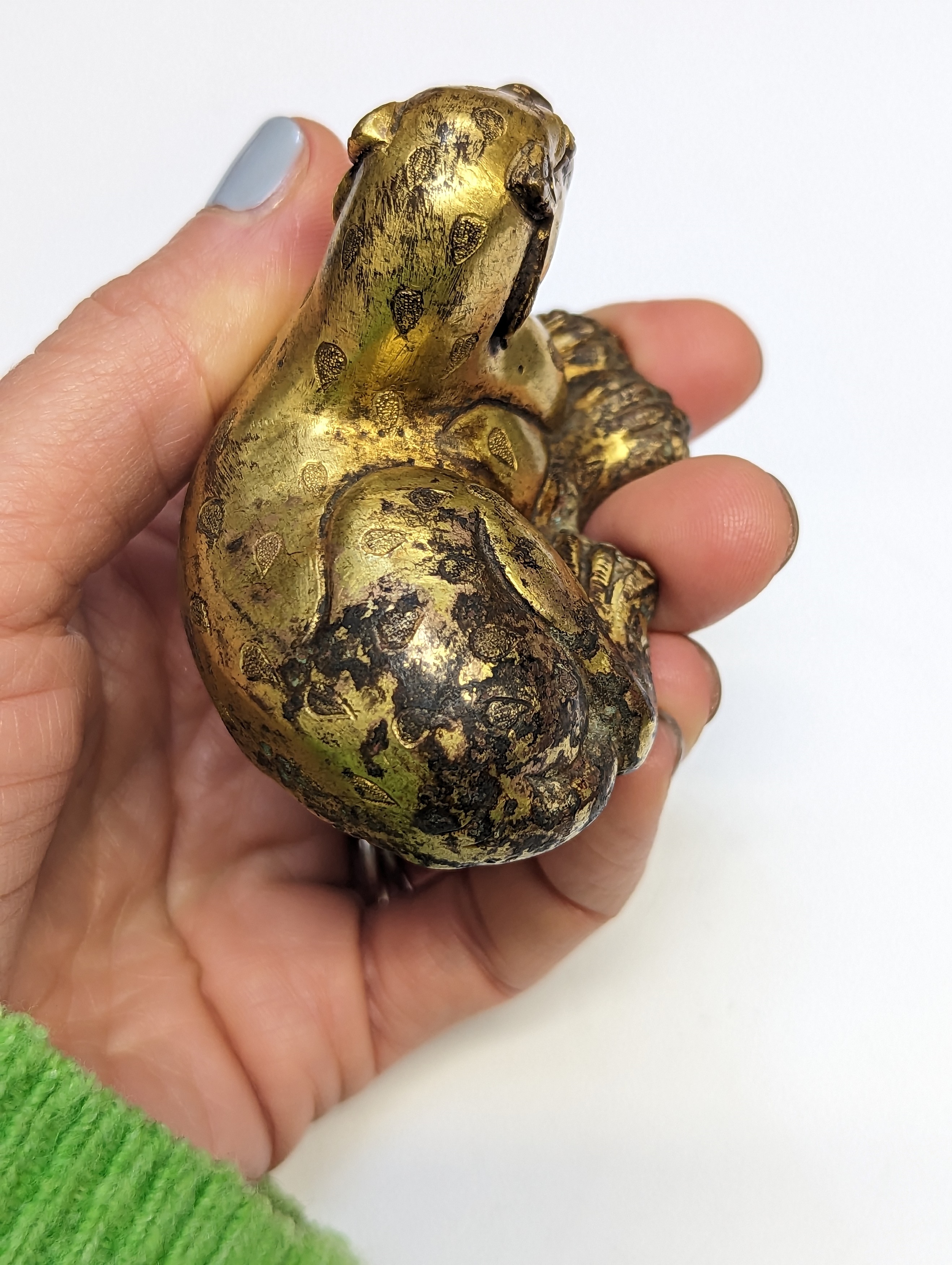 Lot 191 - A CHINESE GILT-BRONZE 'LEOPARD' FIGURE