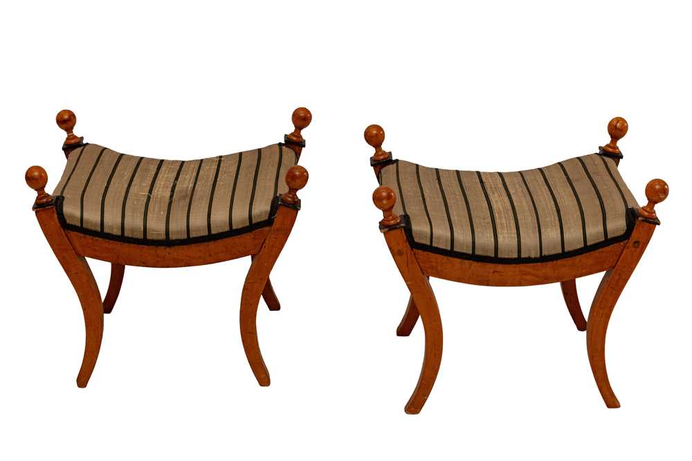 Lot 436 - A PAIR OF BIEDERMEIER STYLE SATIN BIRCH