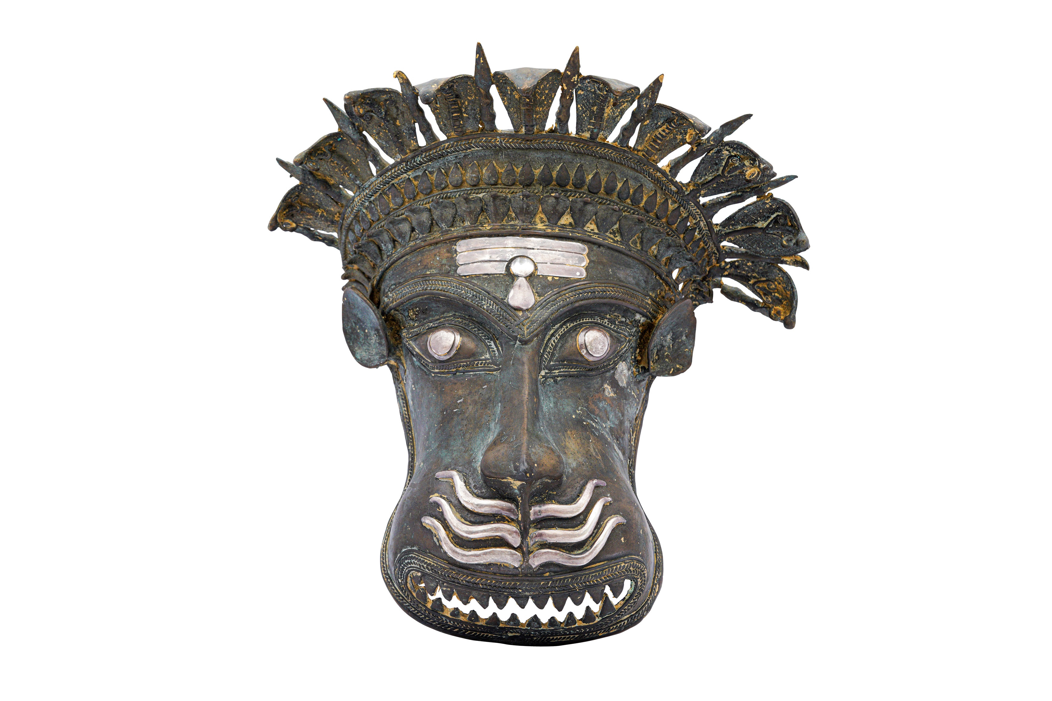 Lot 144 - A LARGE SILVER-INLAID BRONZE SHAIVA