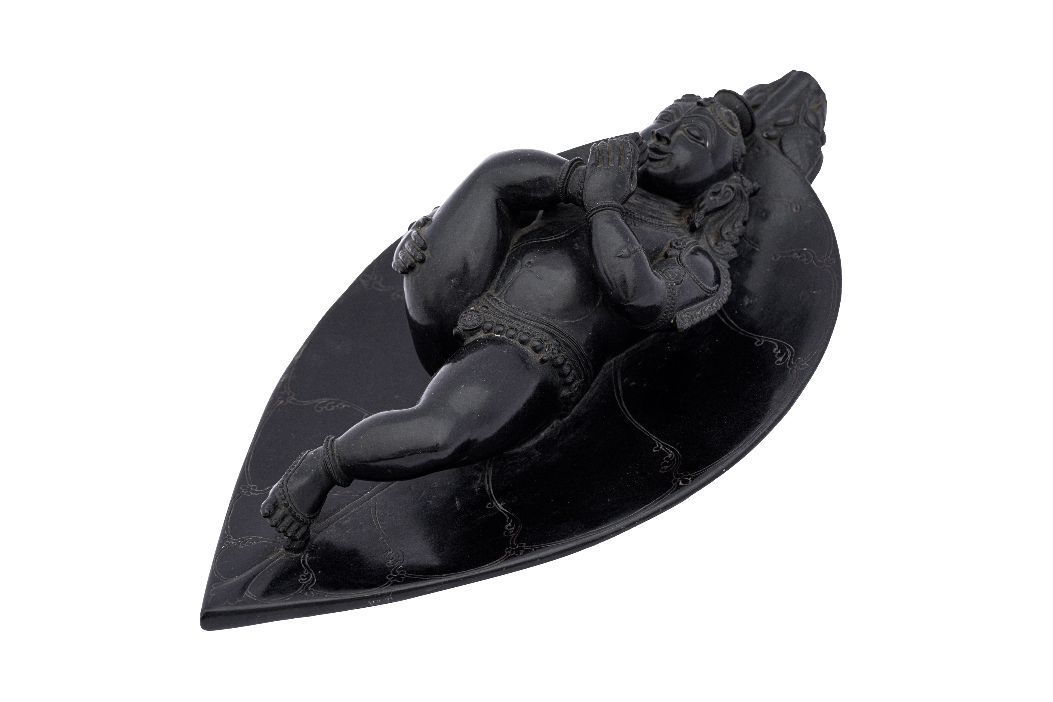 Lot 118 - A CARVED BLACK STEATITE FIGURINE OF BAL