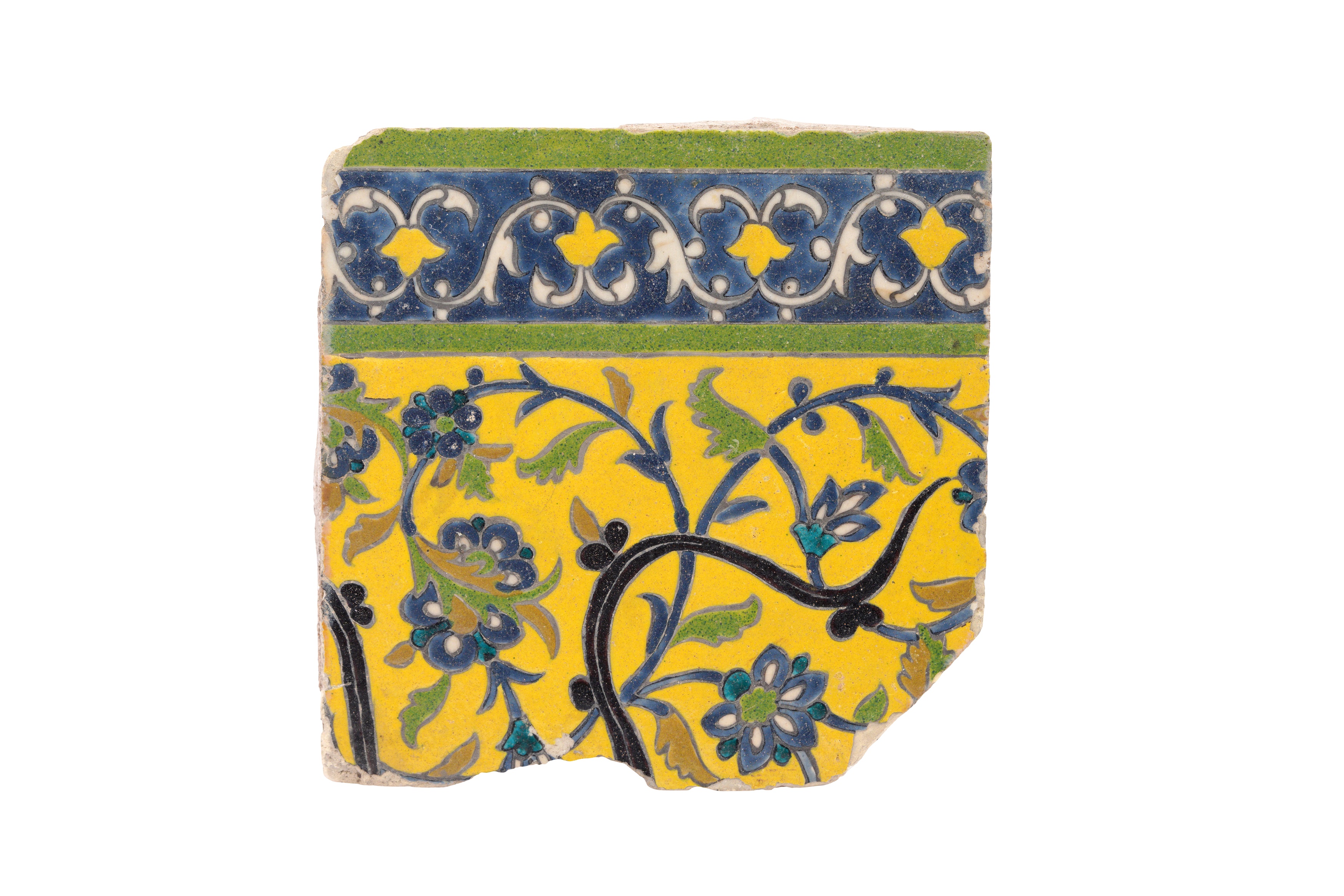 Lot 281 - TWO SAFAVID CUERDA SECA POTTERY TILES