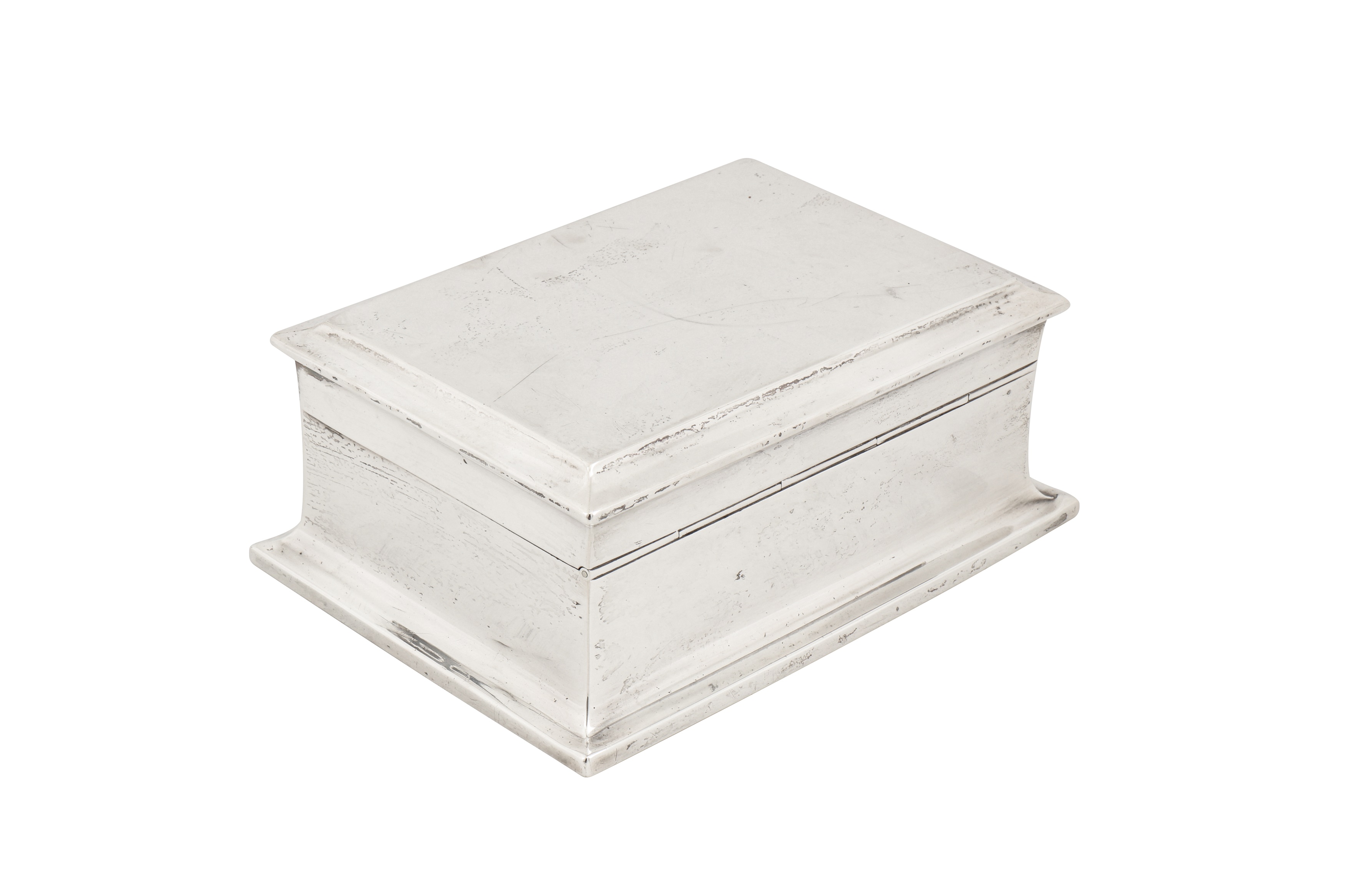 Lot 15 - A George V sterling silver cigarette box,