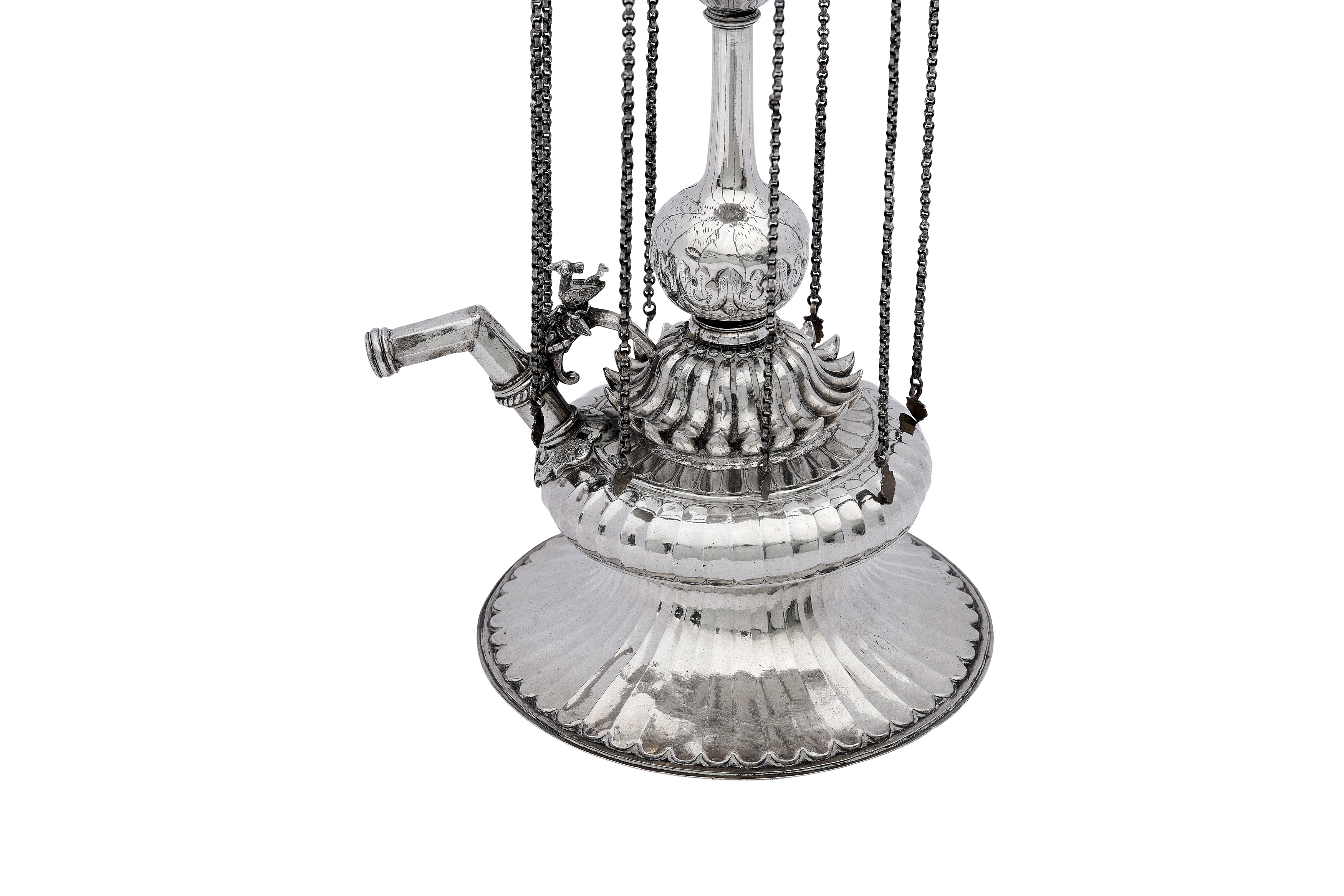 Lot 184 - A MODERN UNMARKED INDIAN SILVER HUQQA BASE