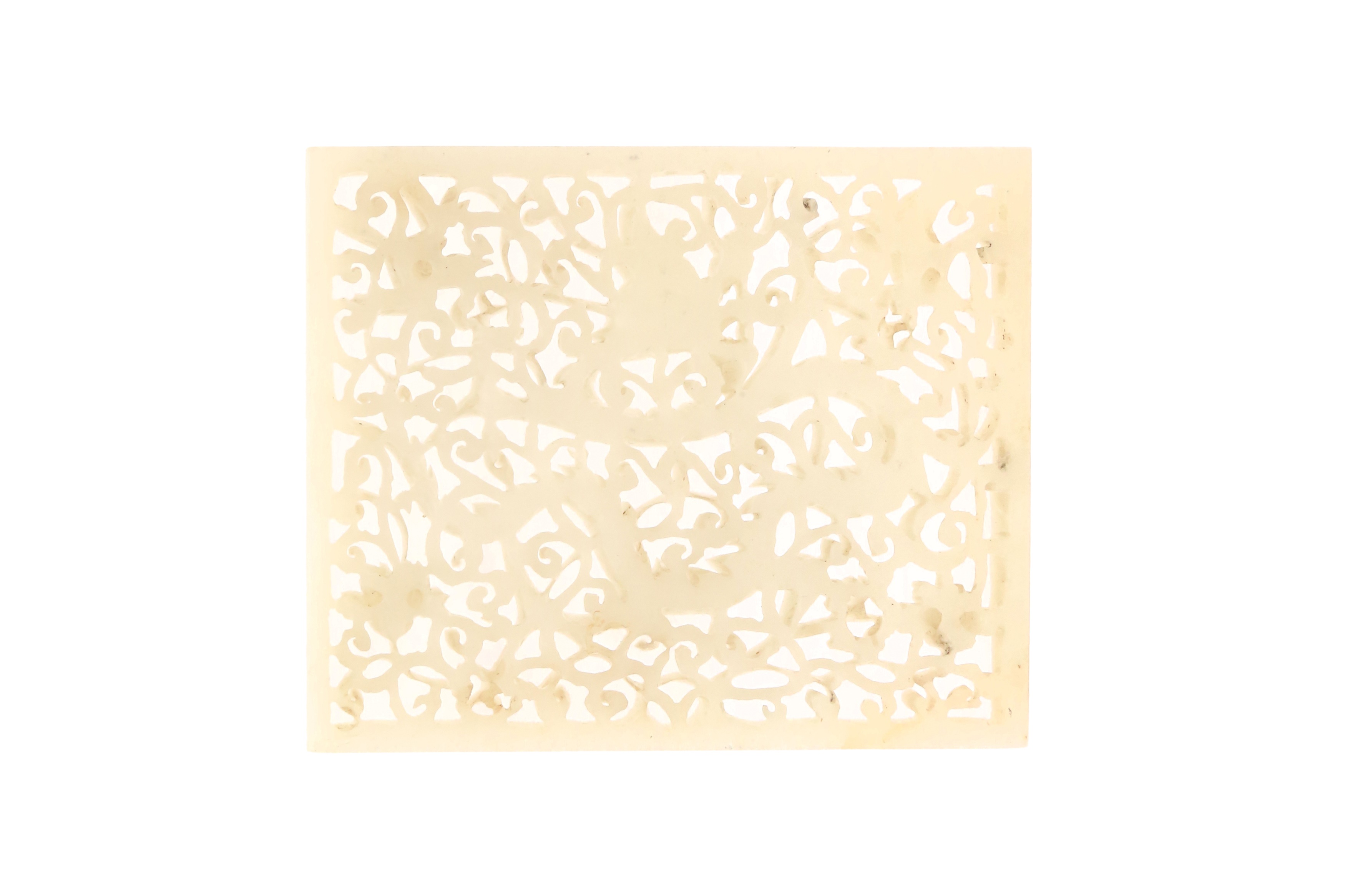 Lot 120 - A CHINESE WHITE JADE RETICULATED 'DRAGON'