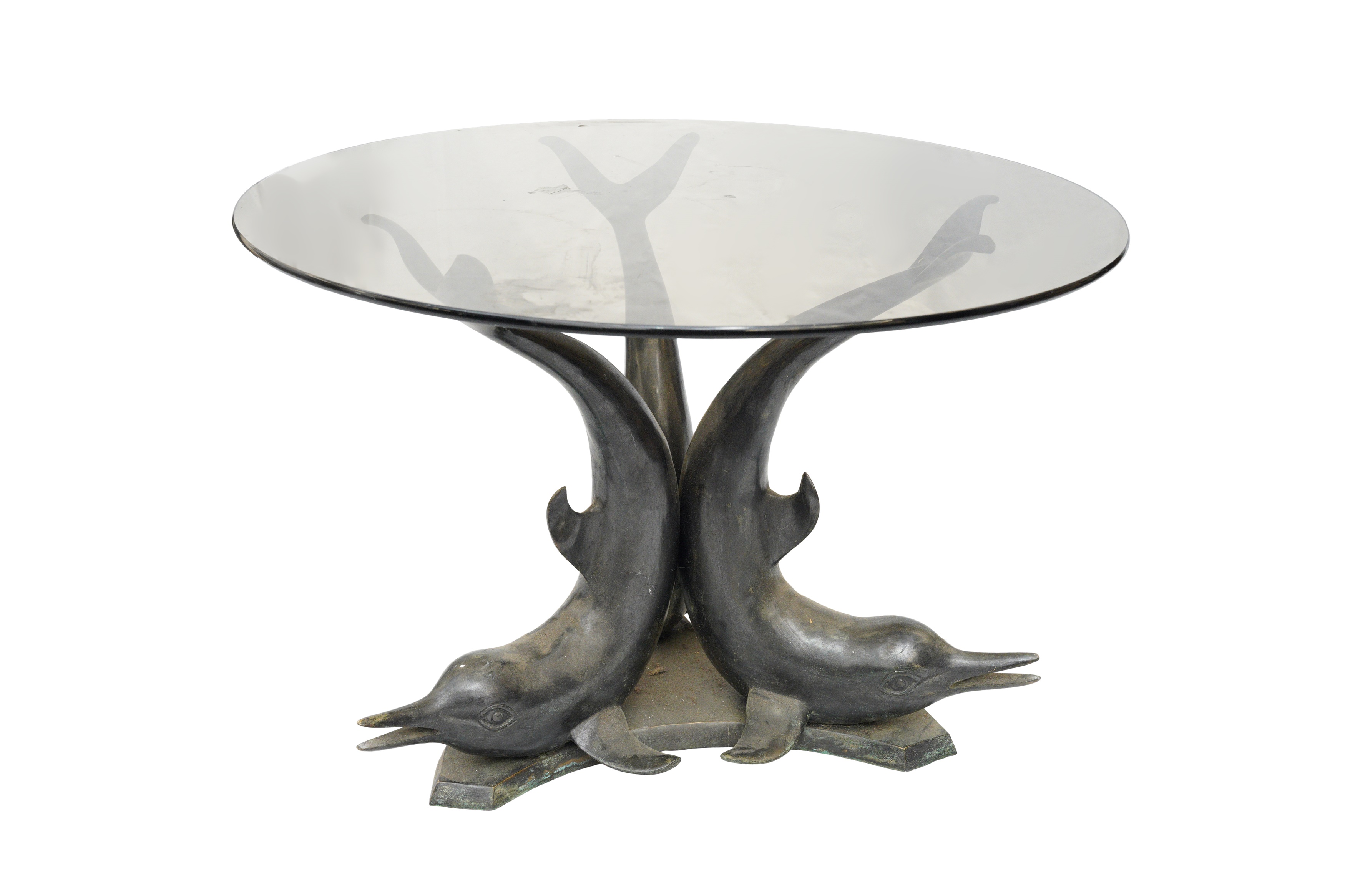 Lot 132 - A HOLLYWOOD REGENCY DOLPHIN COFFEE TABLE