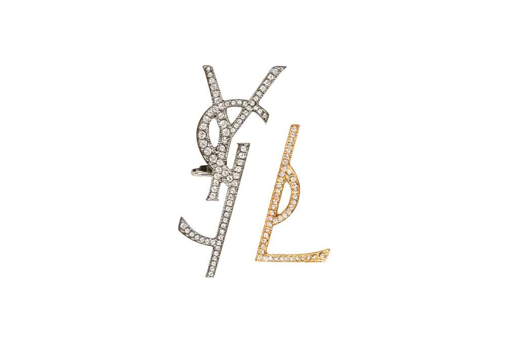 Lot 369 - Saint Laurent YSL Monogram Clip On Earrings