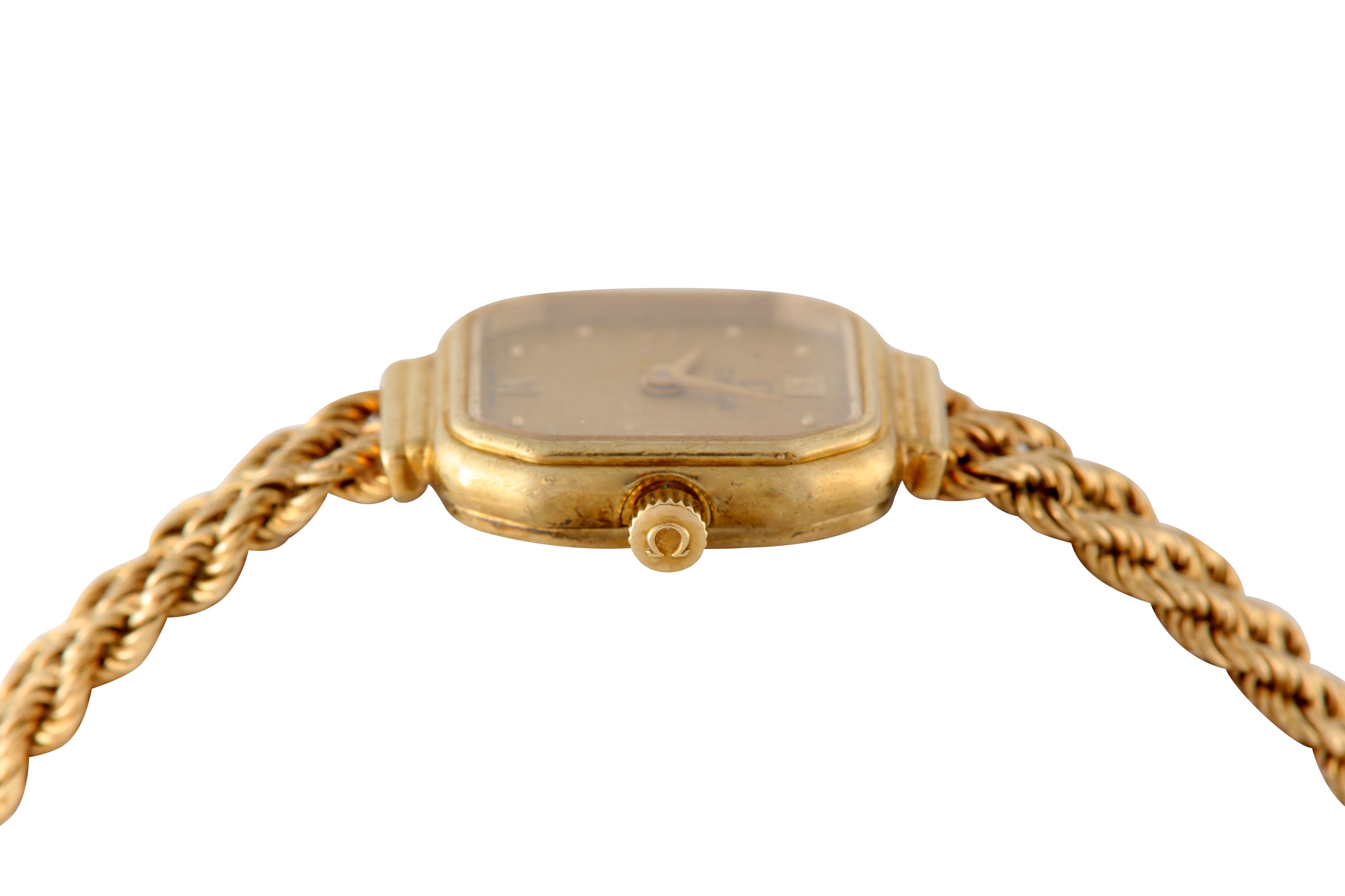 Lot 429 - A 9CT GOLD OMEGA LADIES COCKTAIL WATCH,