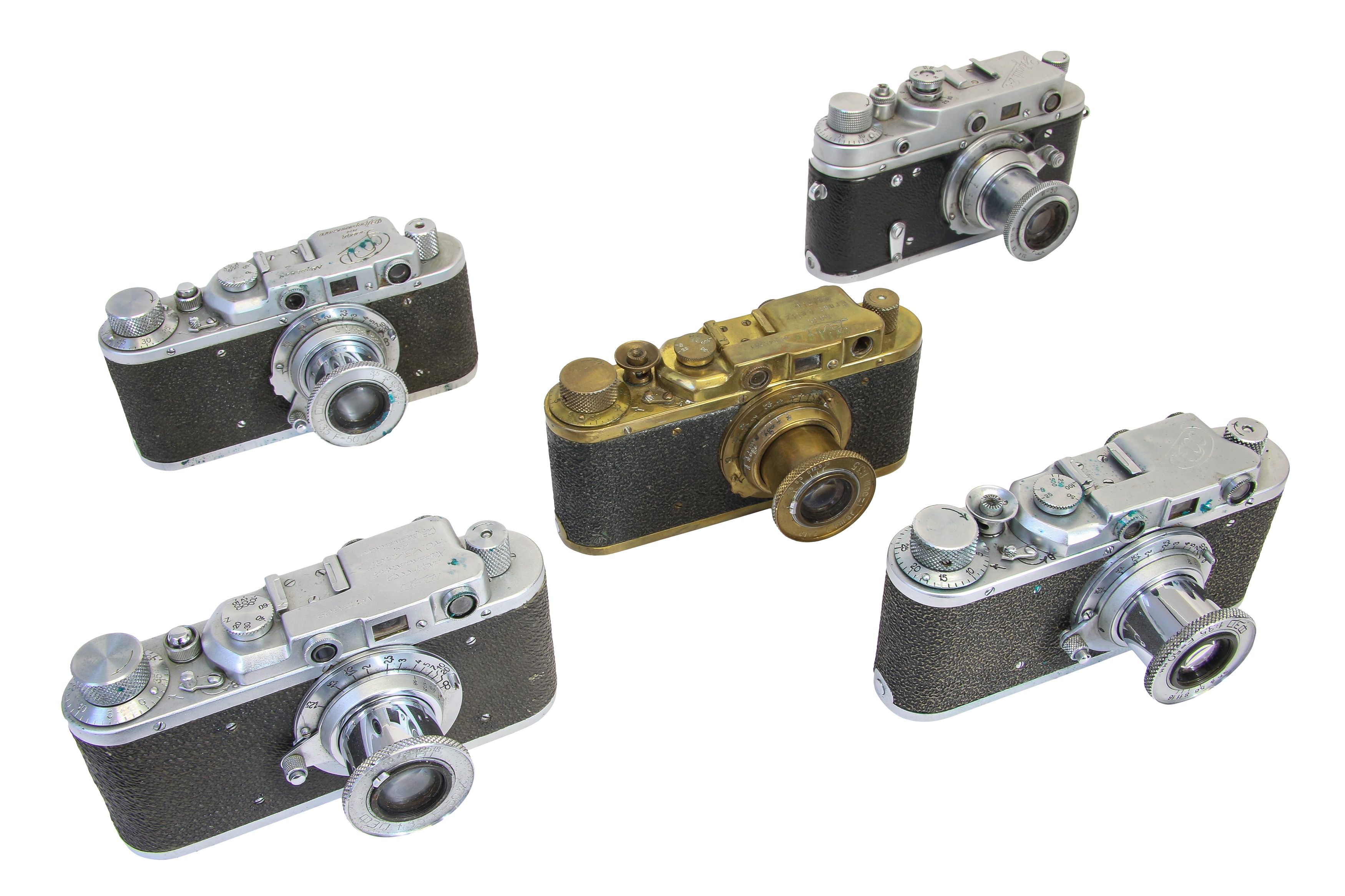 Lot 211 - Five Russian Rangefinder Cameras with 50mm