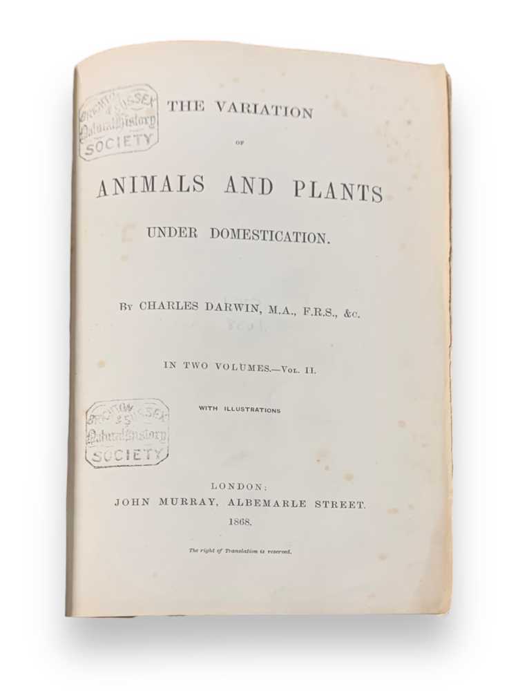 Lot 78 - Charles Darwin, Variation of Animals and