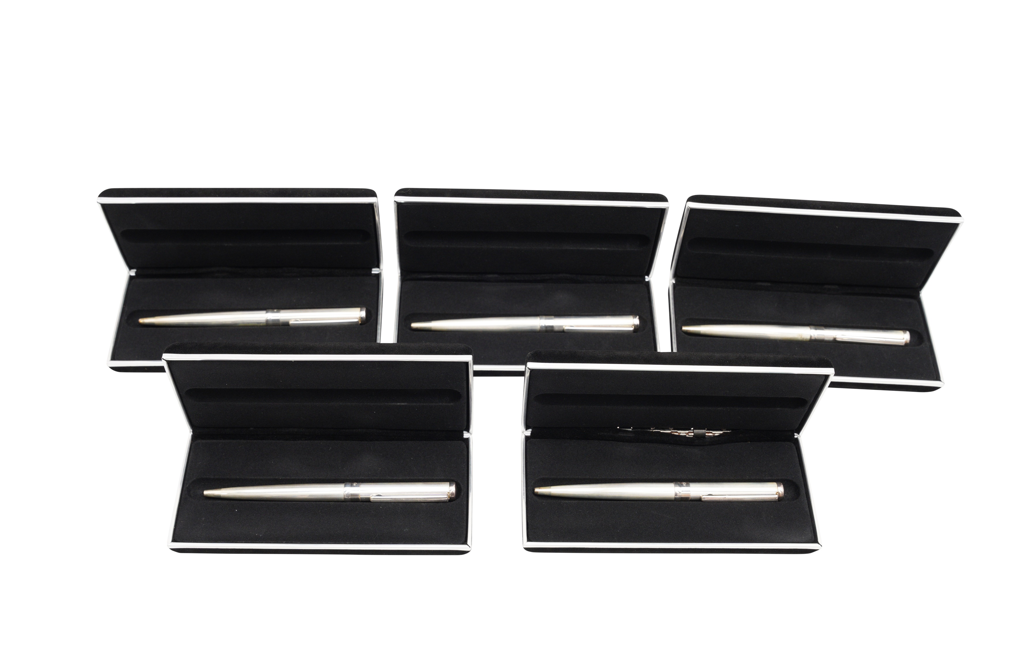 Lot 77 - A SET OF FIVE ICON PEN CO STERLING SILVER