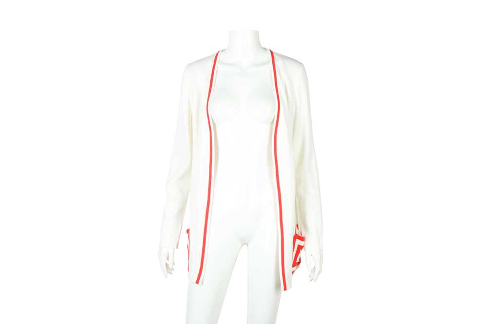 Lot 160 - Louis Feraud Cream Knit Collared Open Front