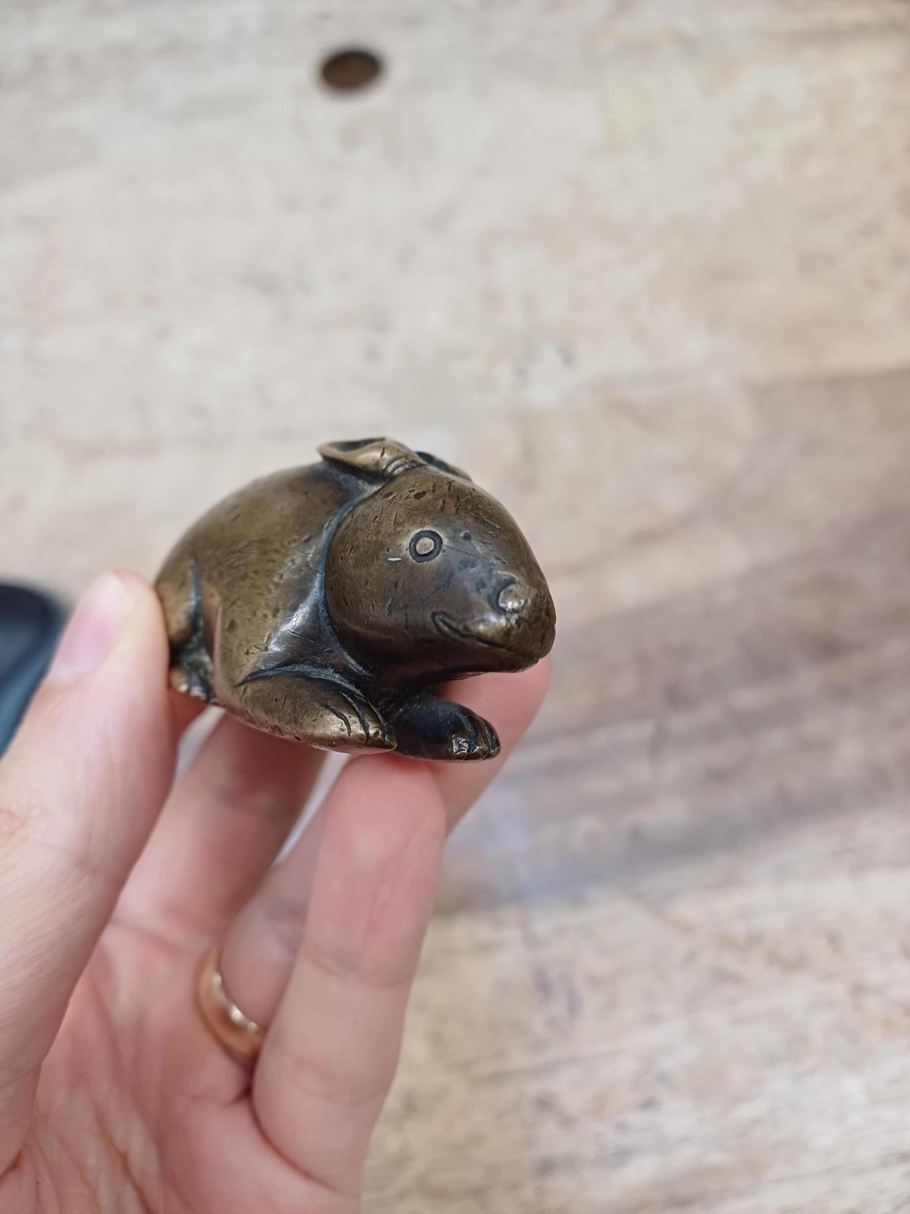 Lot 162 - A CHINESE BRONZE 'RABBIT' SCROLL WEIGHT