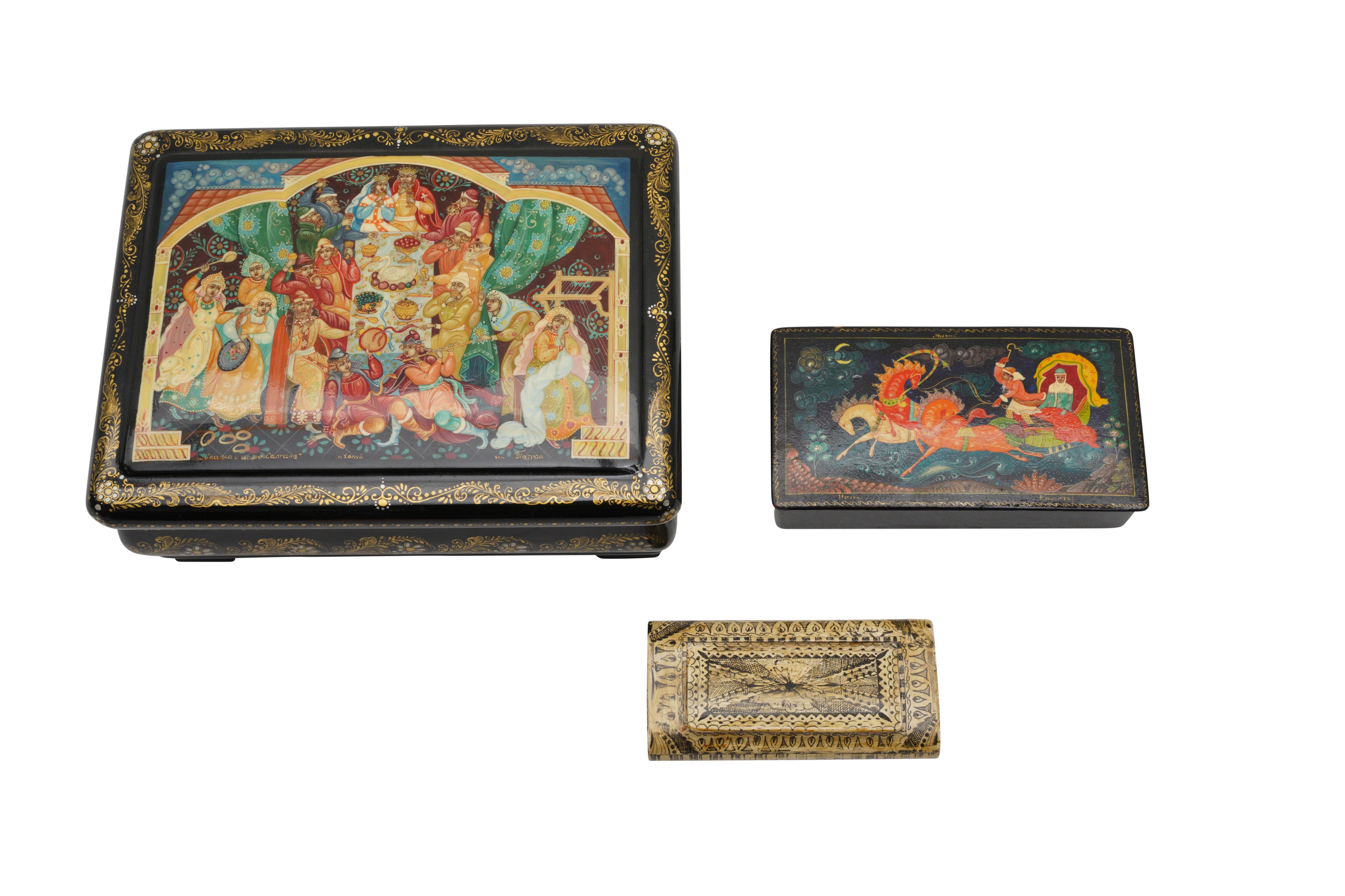 Lot 583 - TWO SOVIET ERA RUSSIAN LACQUERED BOXES