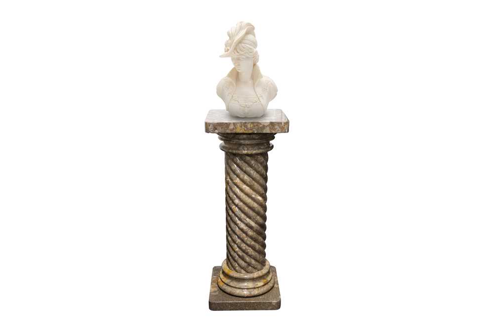 Lot 172 - A SUBSTANTIAL BARLEY TWIST MARBLE COLUMN