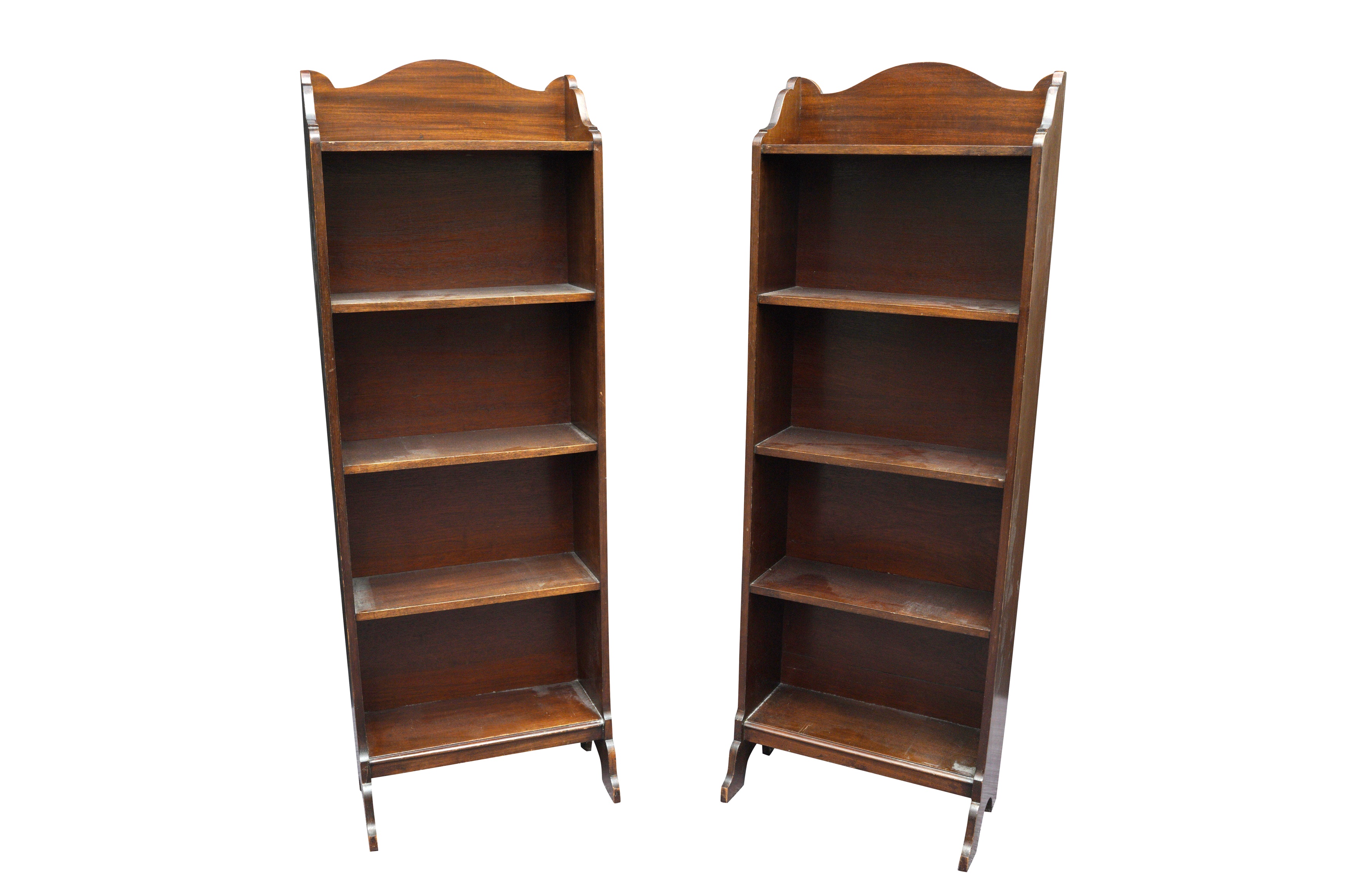 Lot 77 - A PAIR OF EDWARDIAN NARROW BOOKCASES