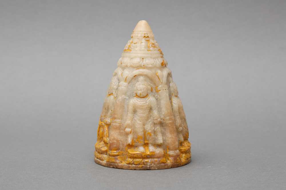 Lot 183 - A RARE TIBETAN CARVED STONE STUPA