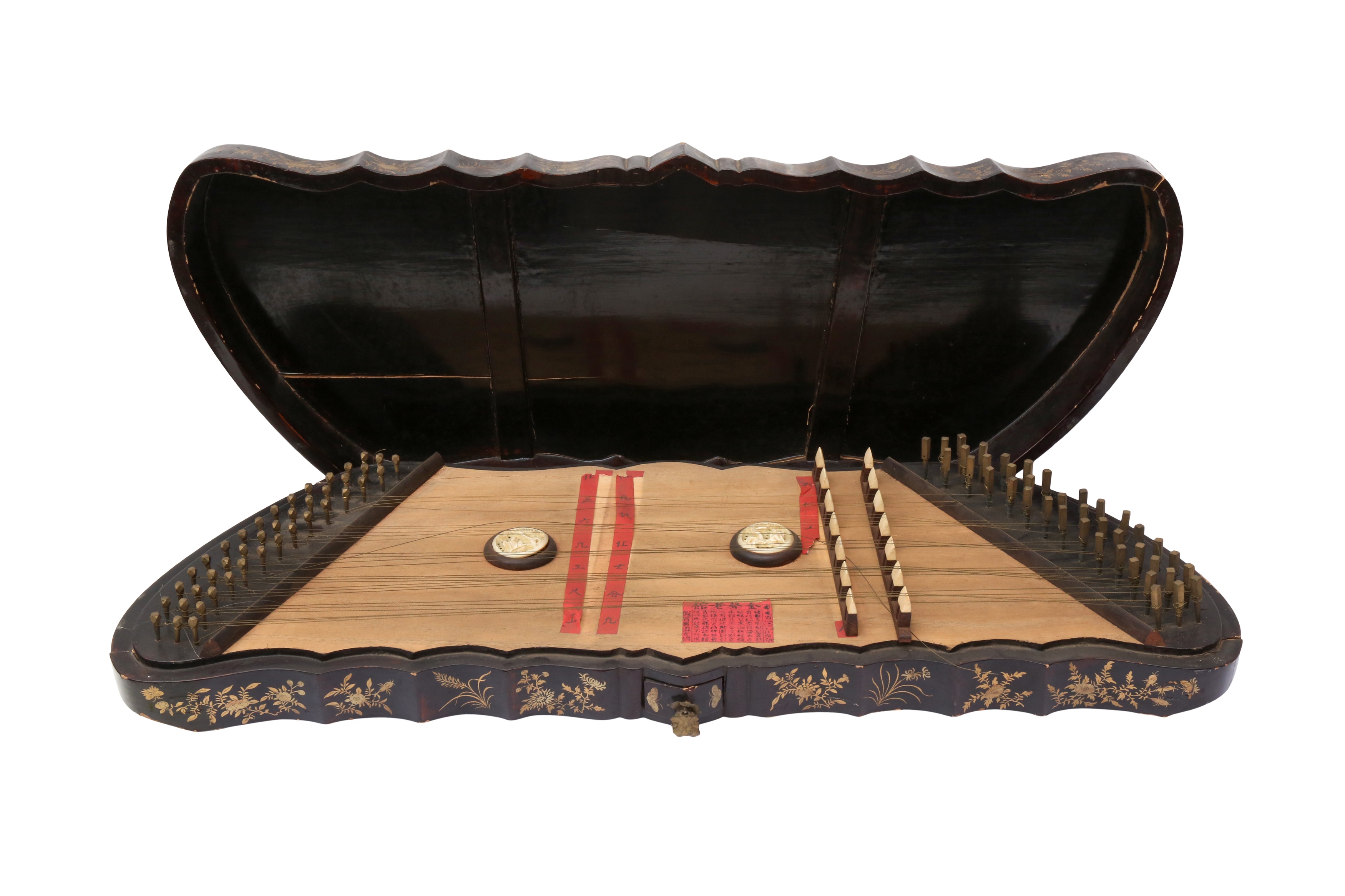 Lot 214 - A CHINESE QIN MUSICAL INSTRUMENT CASED IN A
