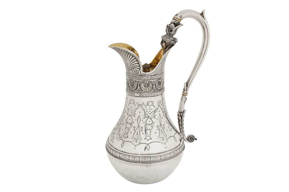 Lot 347 - A Victorian sterling silver ewer or claret