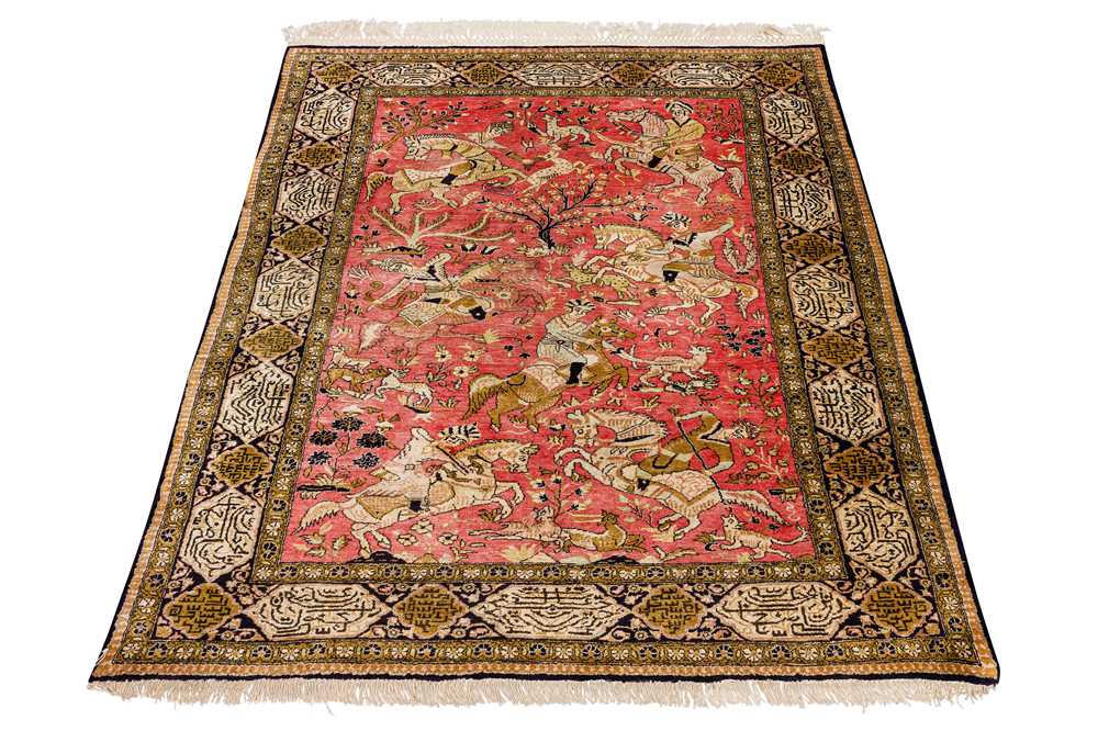 Lot 101 - A VERY FINE SILK QUM RUG, CENTRAL PERSIA