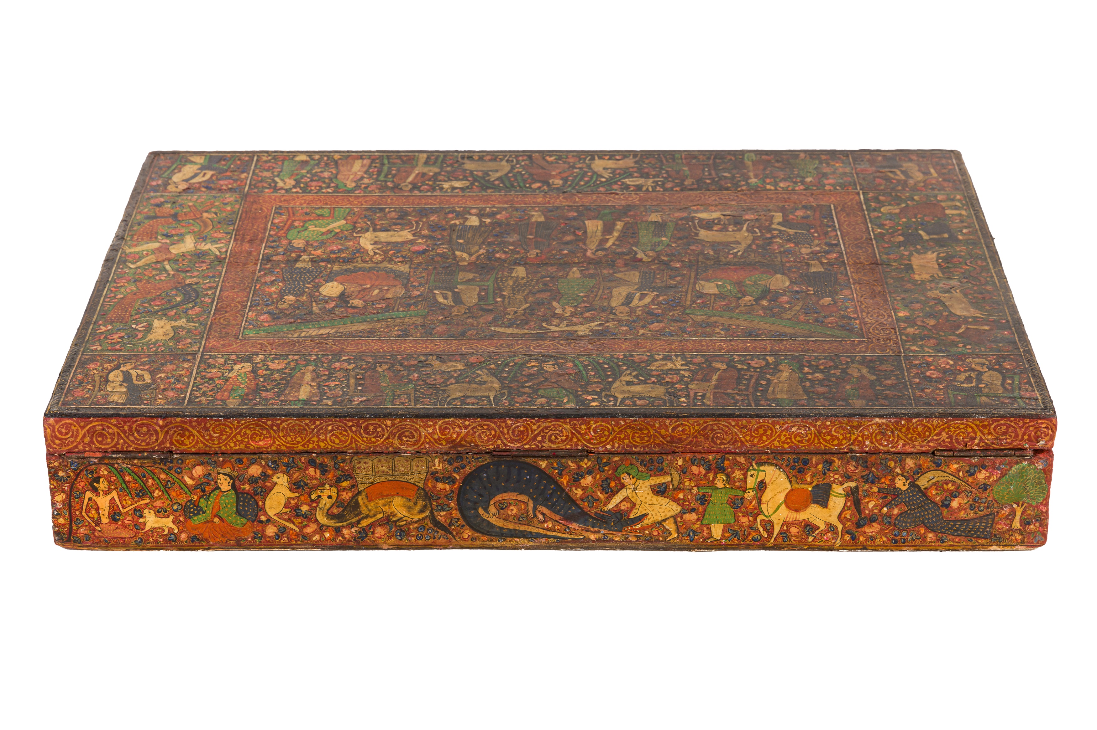 Lot 28 - A LARGE PAINTED BOX WITH KEYHOLE