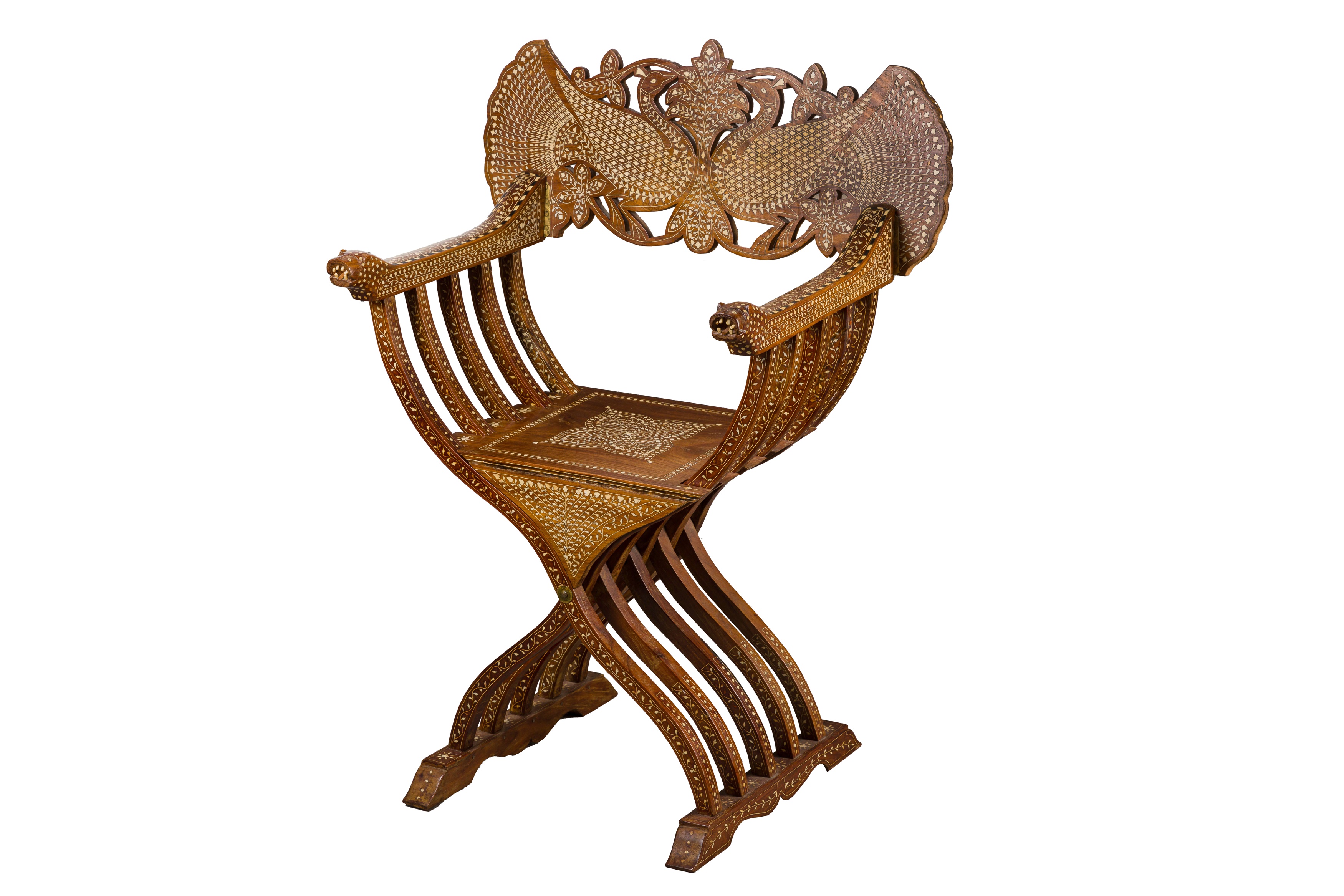 Lot 73 - A HARDWOOD ANGLO-INDIAN IVORY AND