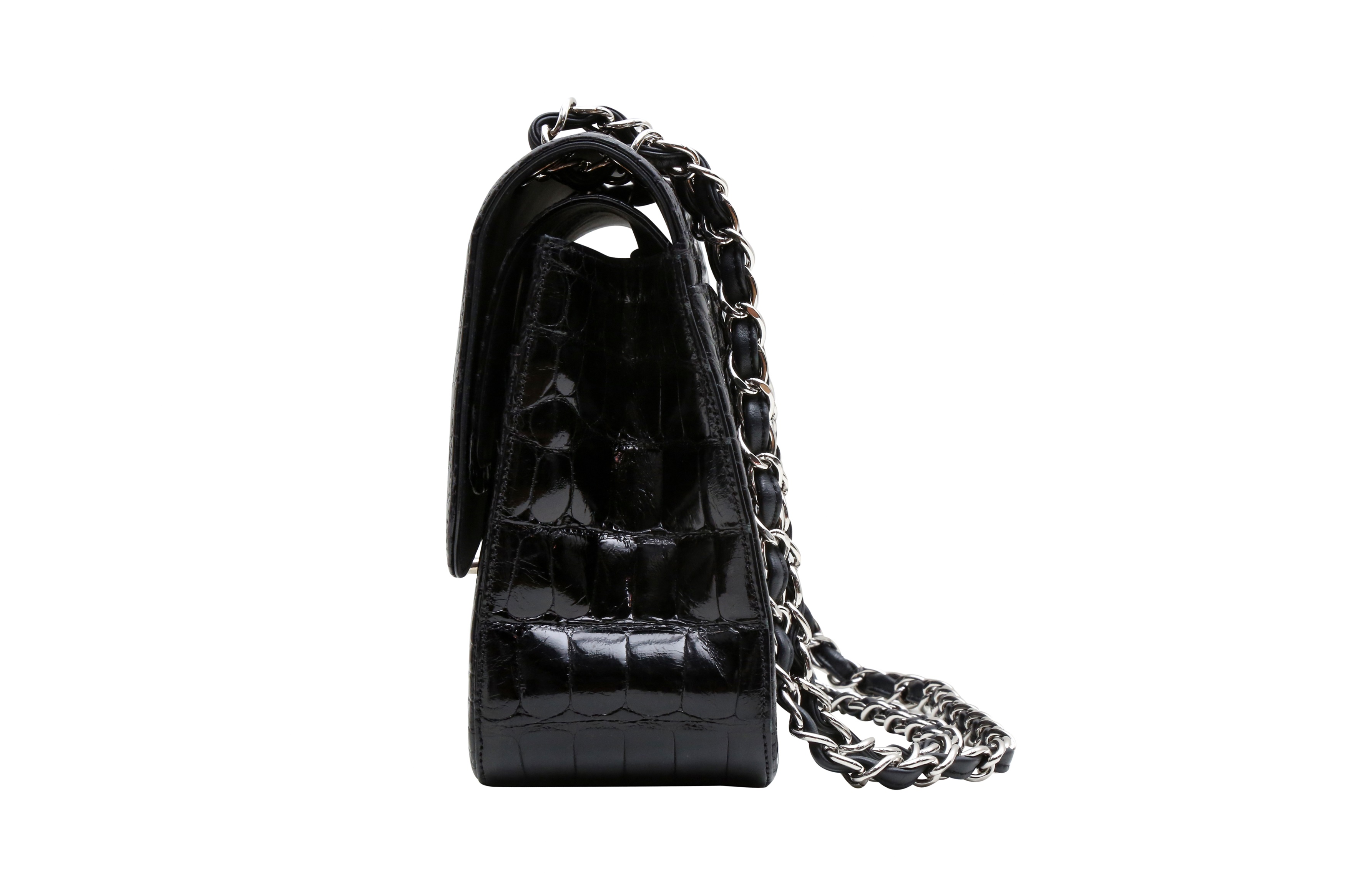 Lot 424 - λ Chanel Black Alligator Jumbo Classic