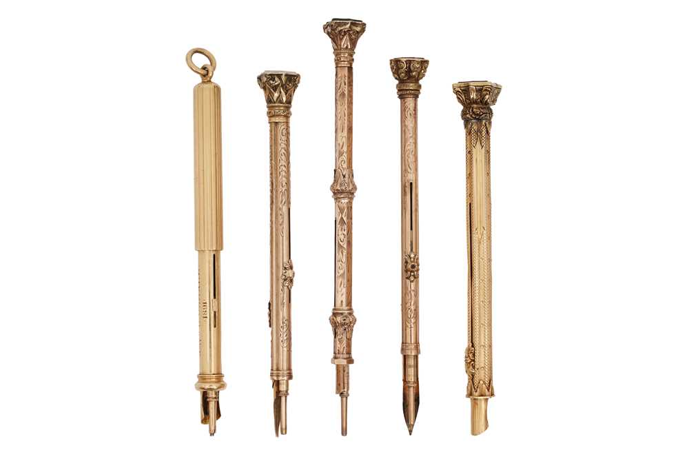 Lot 91 - A GROUP OF FIVE VICTORIAN GILT METAL