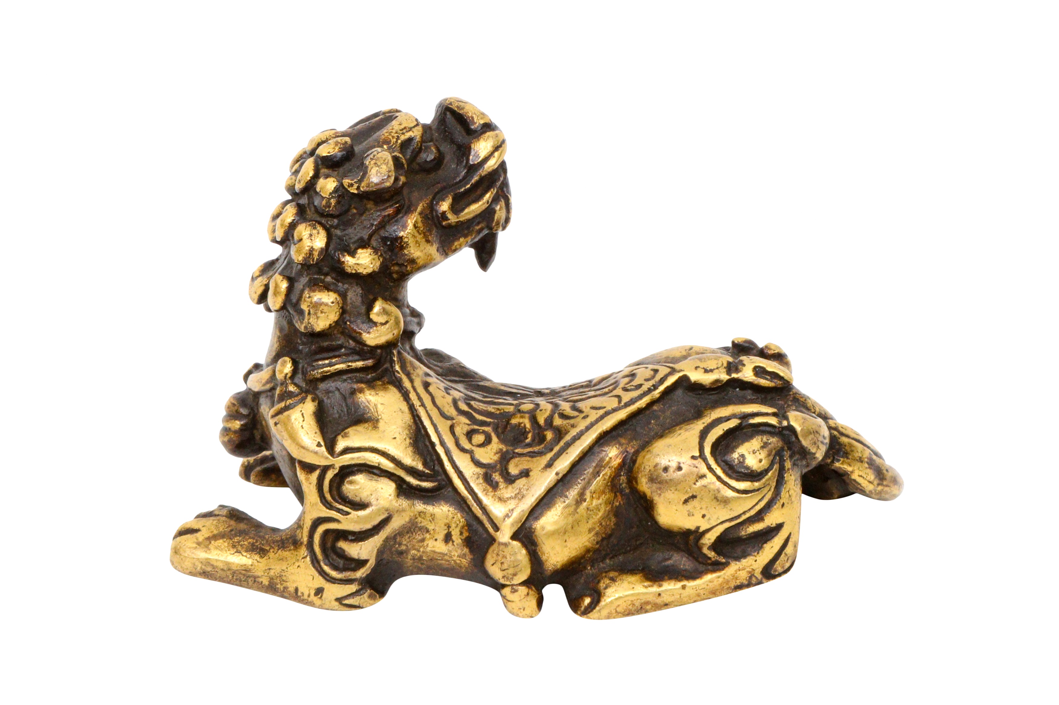 Lot 206 - A CHINESE GILT-BRONZE 'MYTHICAL BEAST'
